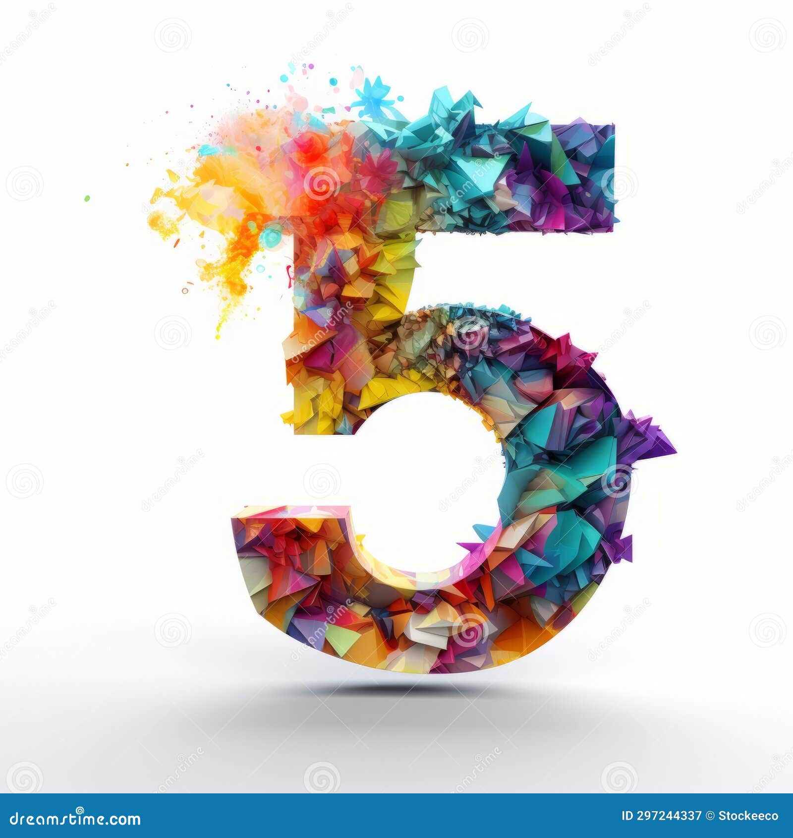 Colorful Number 5: a Vibrant Celebration of Nature in 3d Stock ...