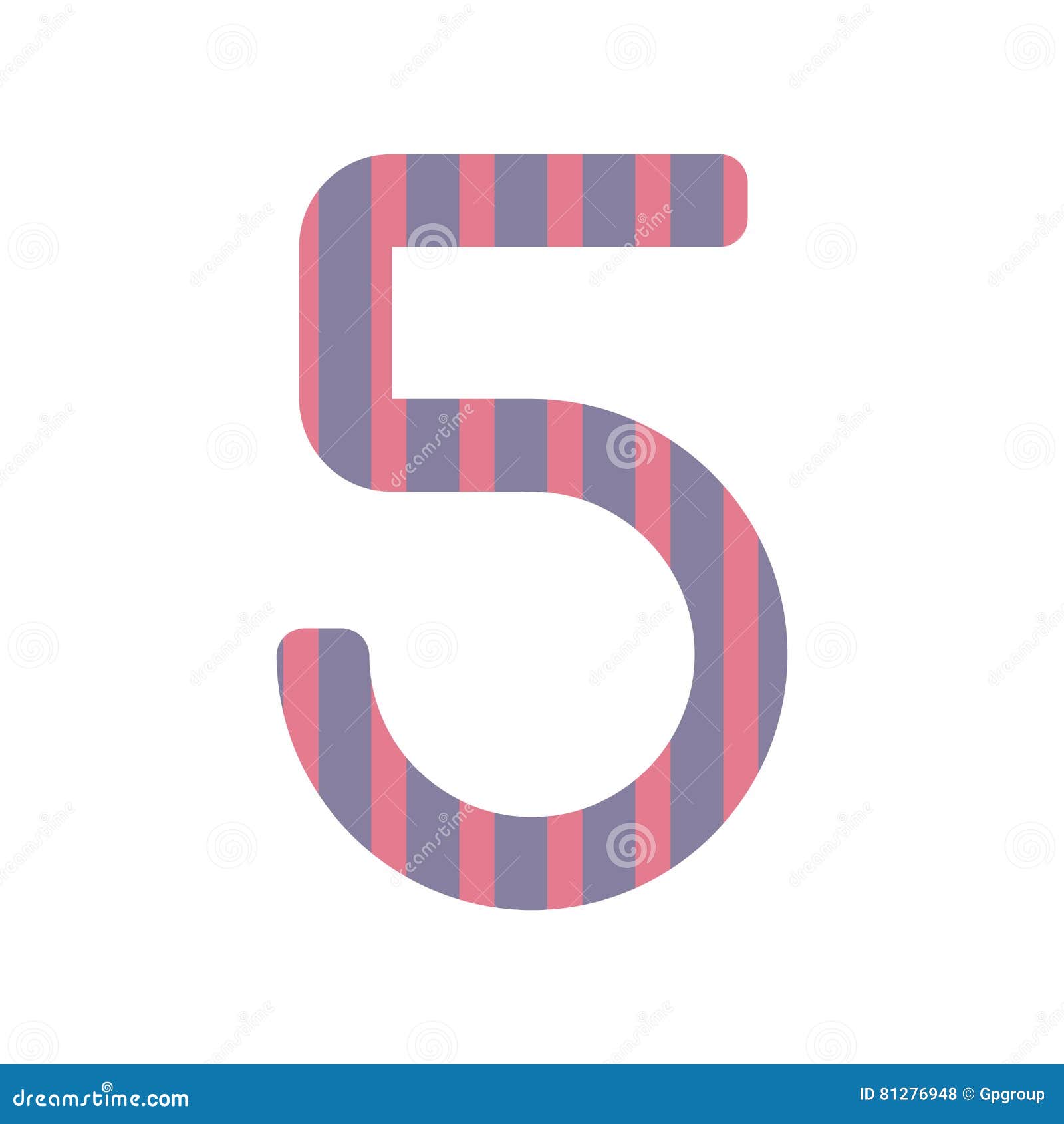 Number Five Design with Vertical Colorful Striped Stock Illustration ...