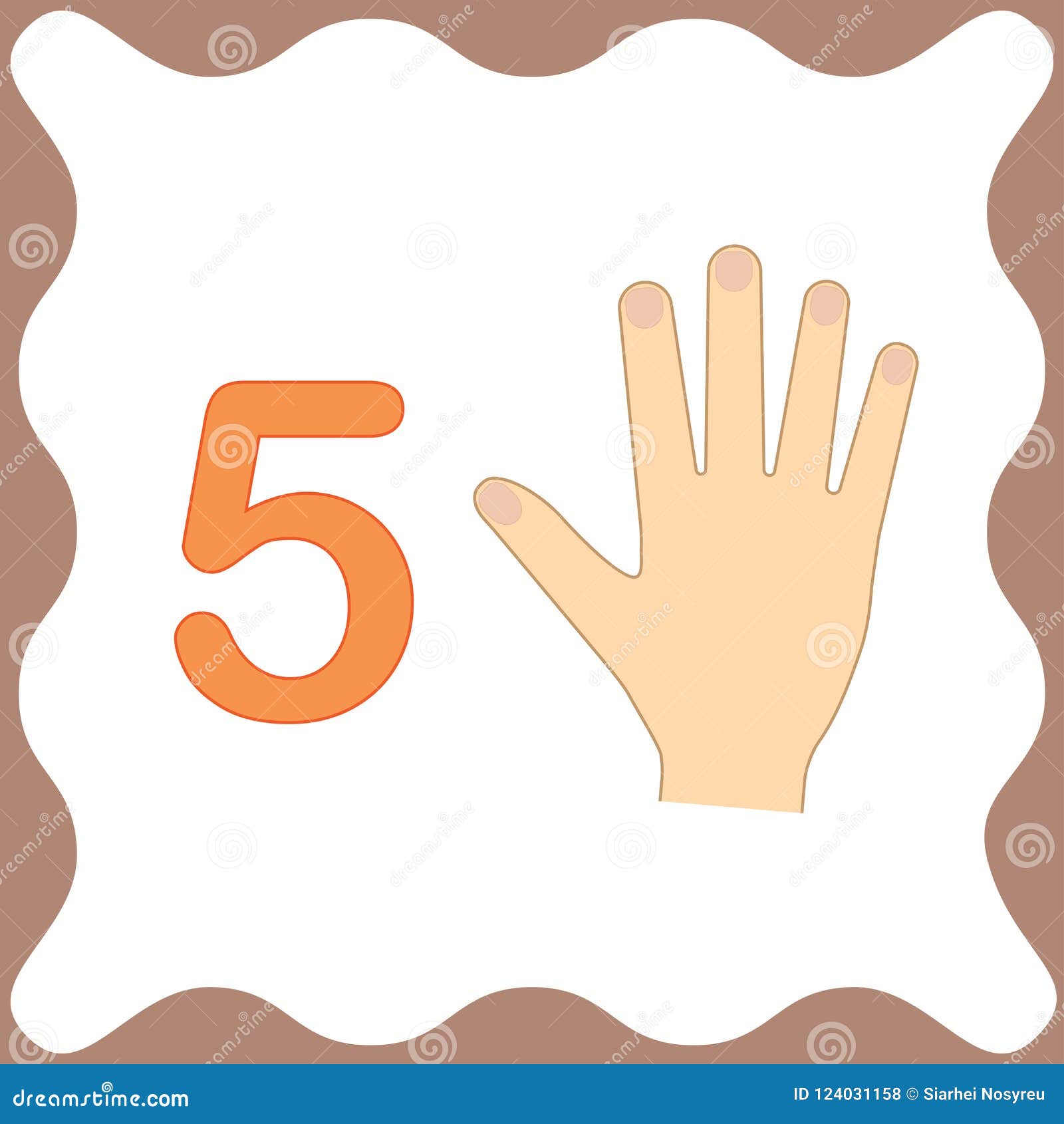 Number 5 Five, Educational Card,learning Counting with Fingers Stock ... Number 5 Five, Educational Card,learning Counting with Fingers Stock ...