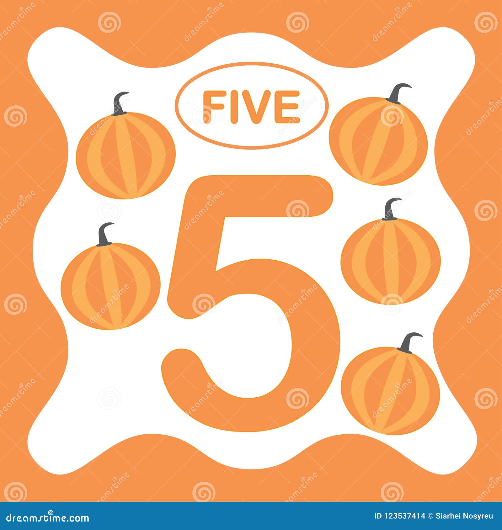 Number 5 Five, Educational Card, Learning Counting Stock Vector ... Number 5 Five, Educational Card, Learning Counting Stock Vector ...
