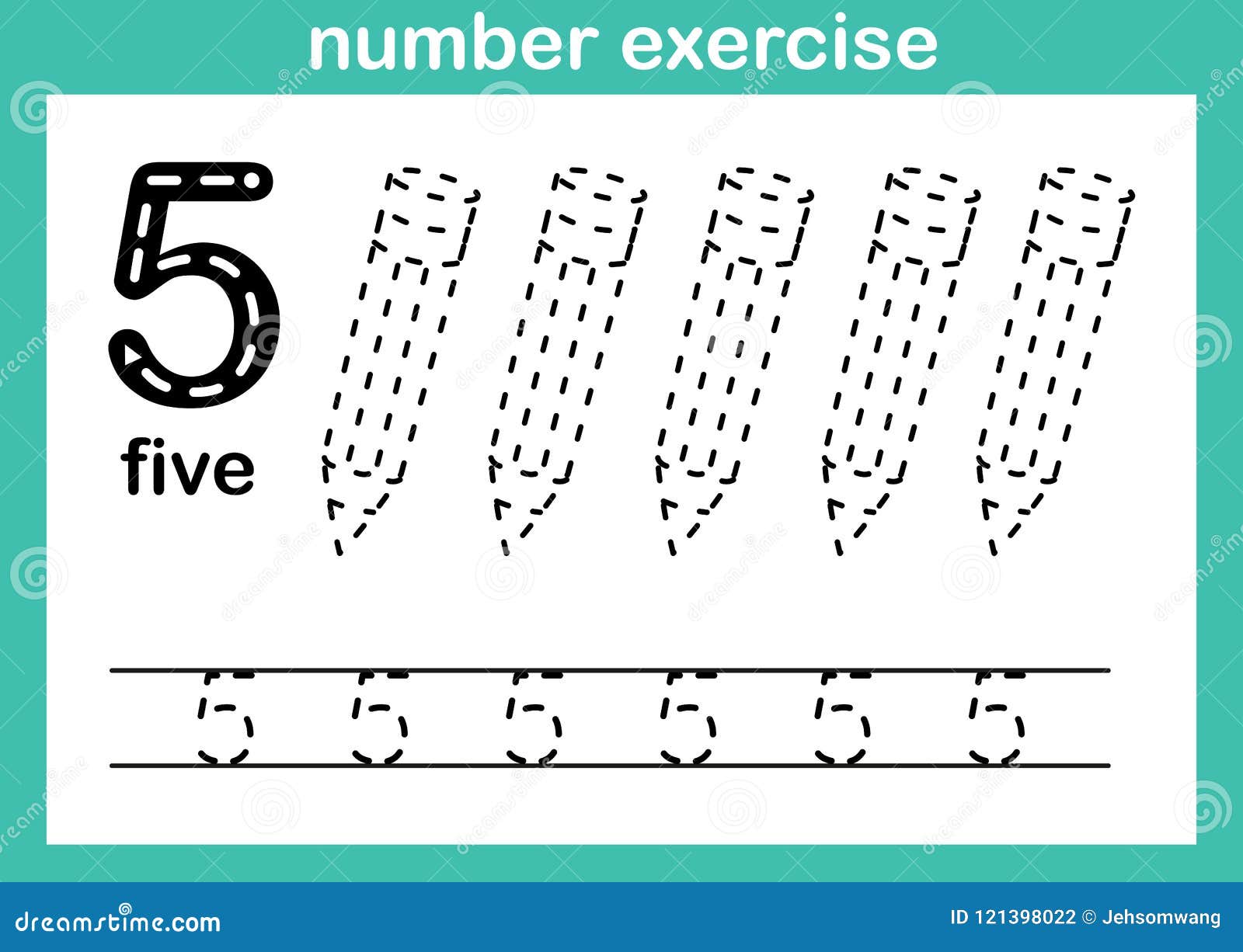 Number five exercise stock vector. Illustration of preschool - 121398022