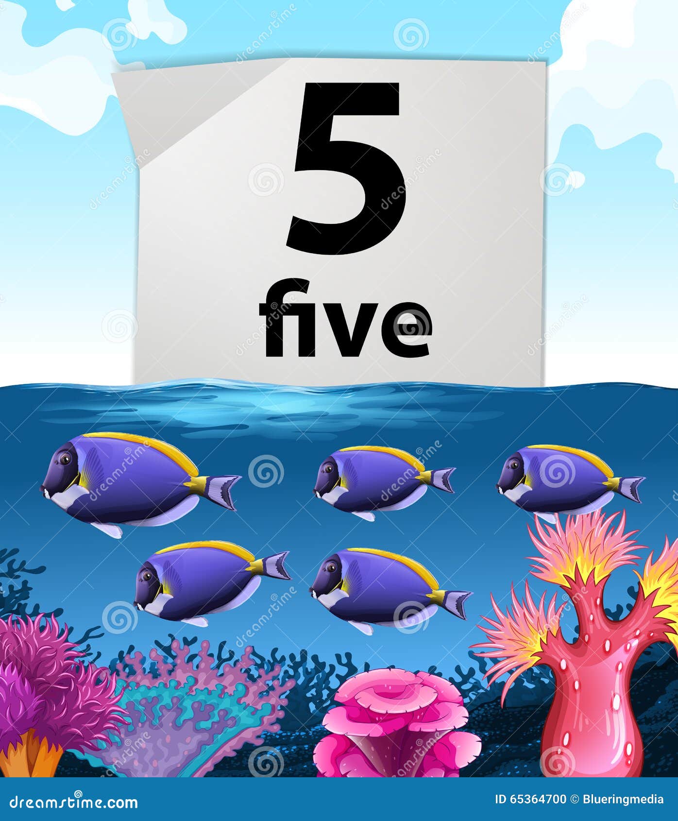 Number Five Fish Swimming Underwater Stock Illustrations – 2 Number ...
