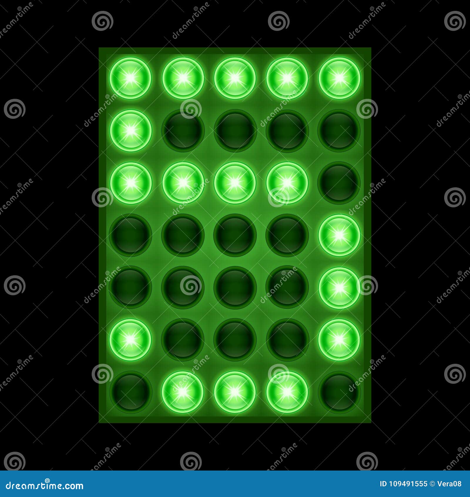 Number Five 5 on Green LED Display. Stock Vector - Illustration of ...