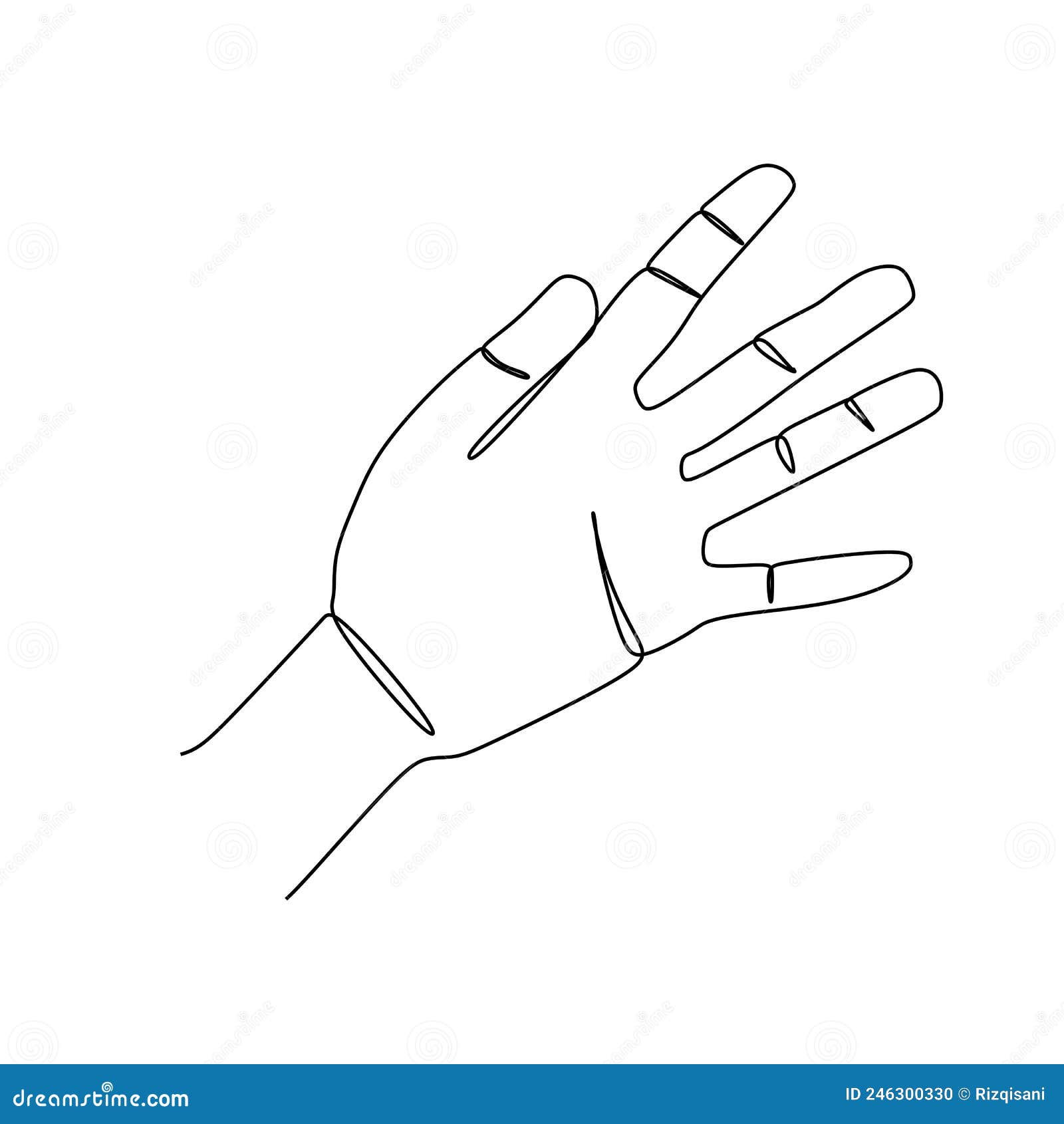 Number Five Hand Gesture Language Alphabet Continuous Line Drawing ...