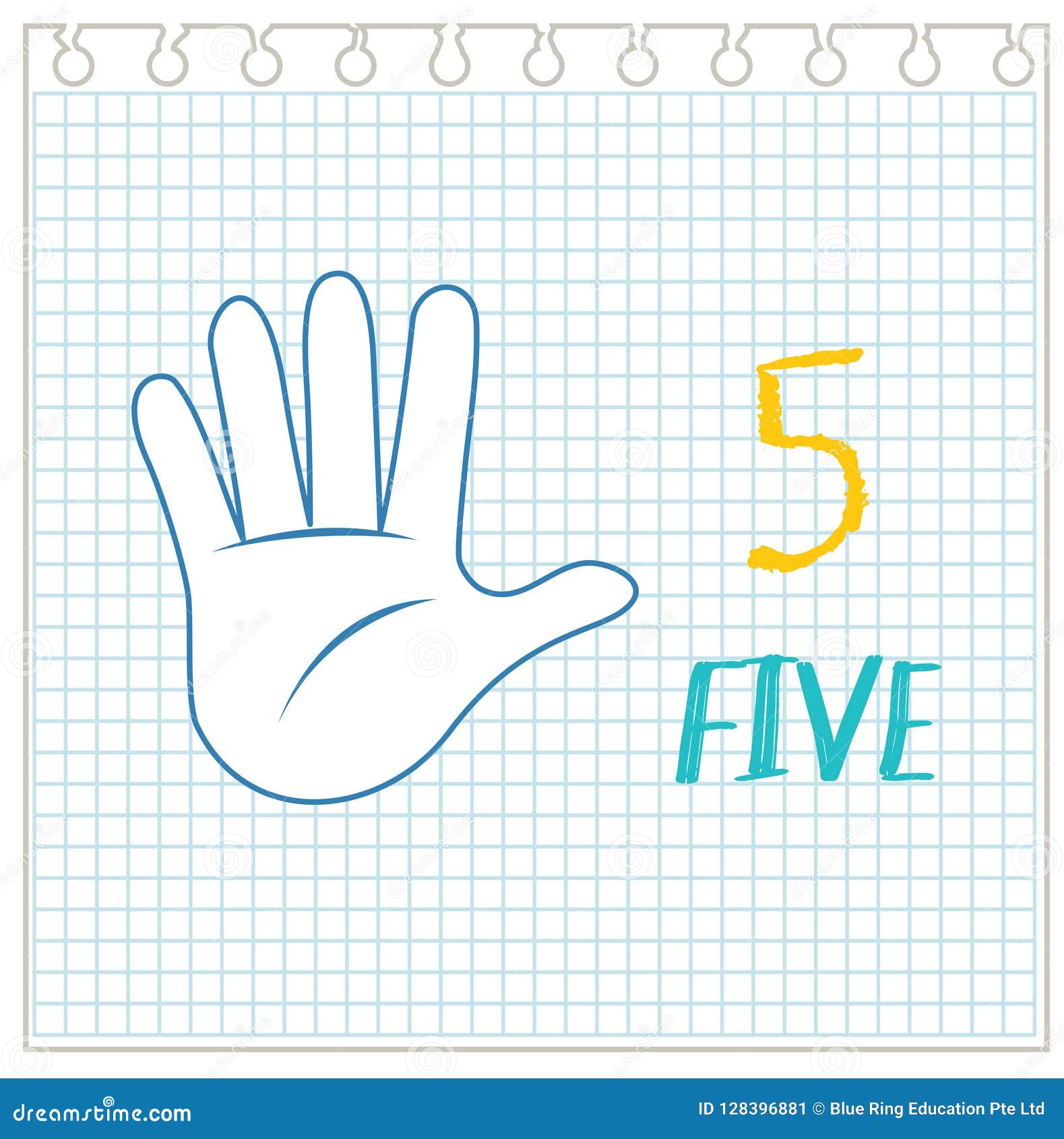 Number Five Hand Gesture Note Stock Vector - Illustration of sign ...