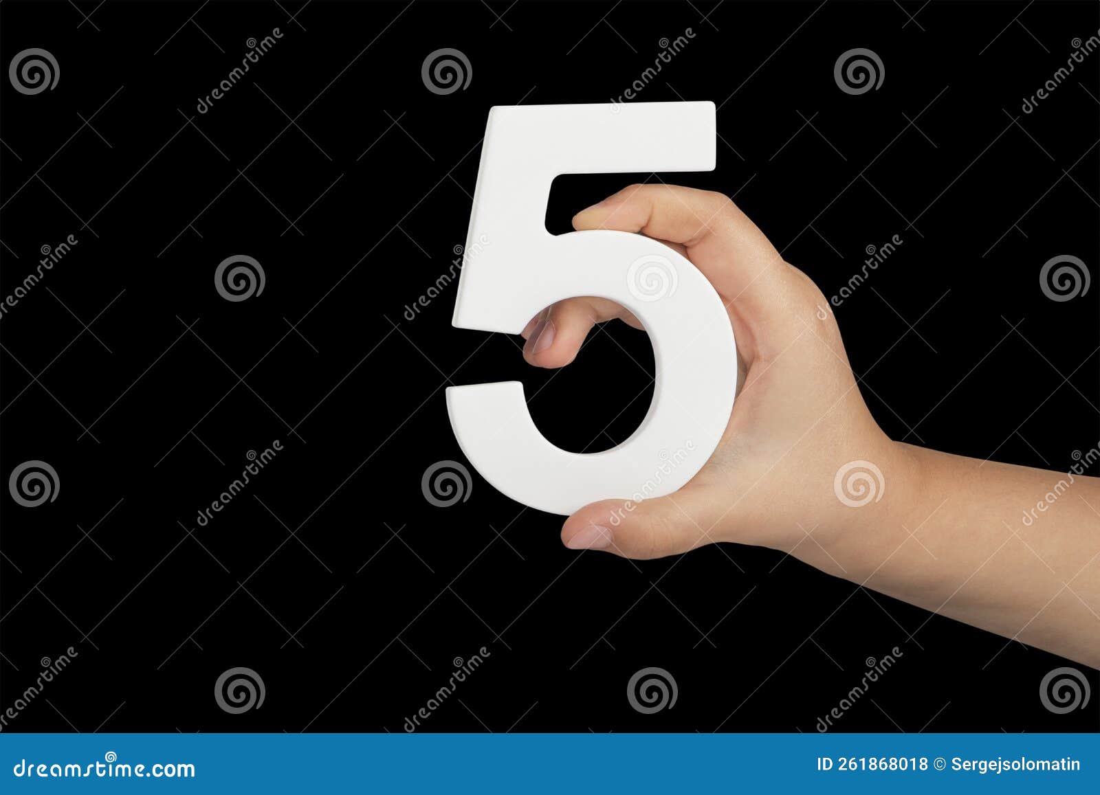 Number Five in Hand Isolated on Black Background. Number Five in the ...