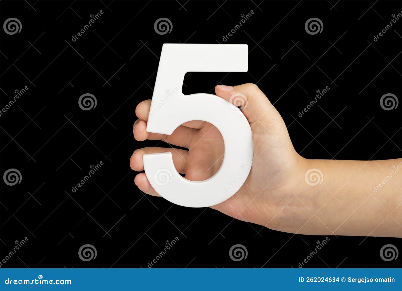 Number Five in Hand Isolated on Black Background. Number Five in the ...