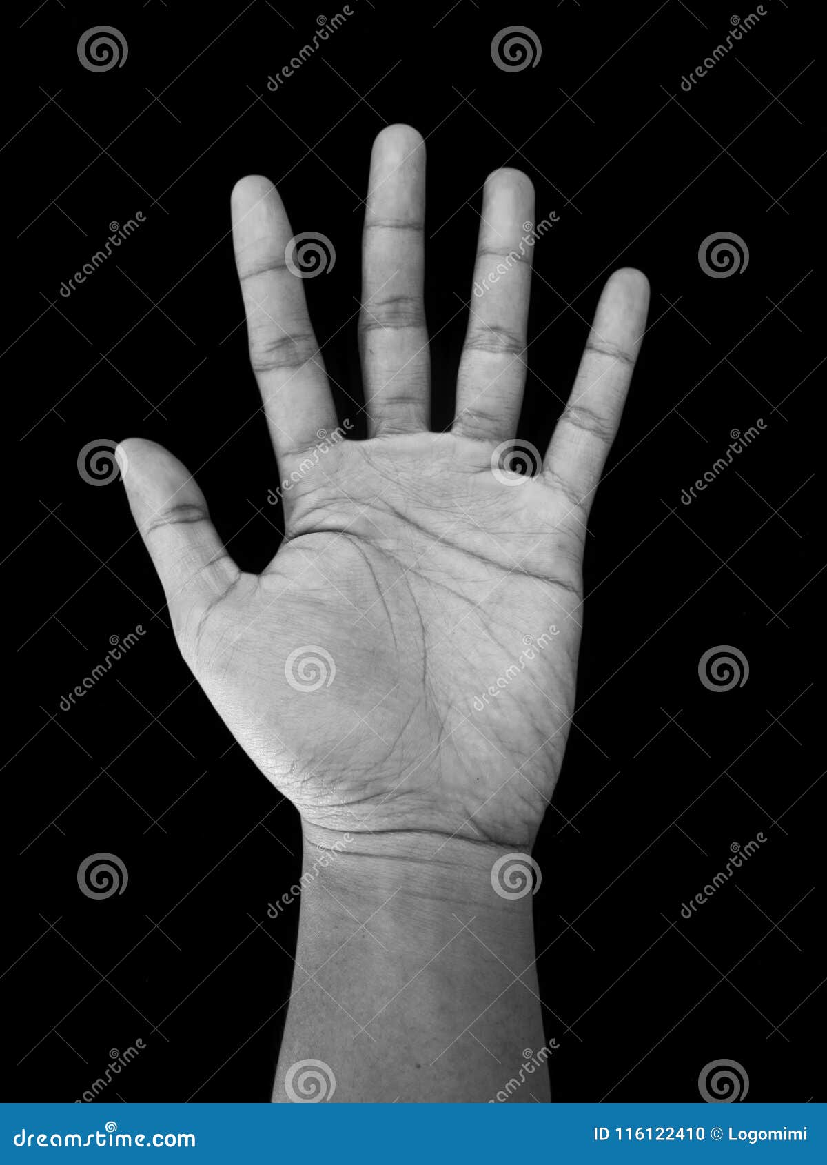 Number Five Hand Sign, Isolated on Black Background Stock Photo - Image ...