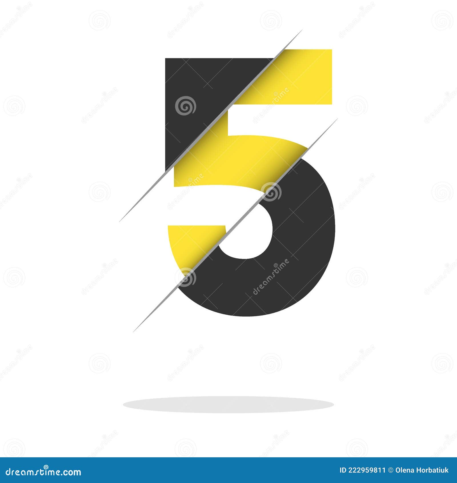 Number Five Logo. Black and Orange Glossy Style Stock Vector ...