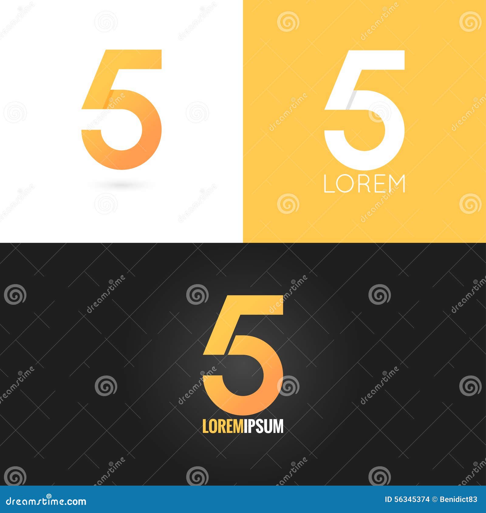 Number Five 5 Logo Design Icon Set Background Stock Vector ...