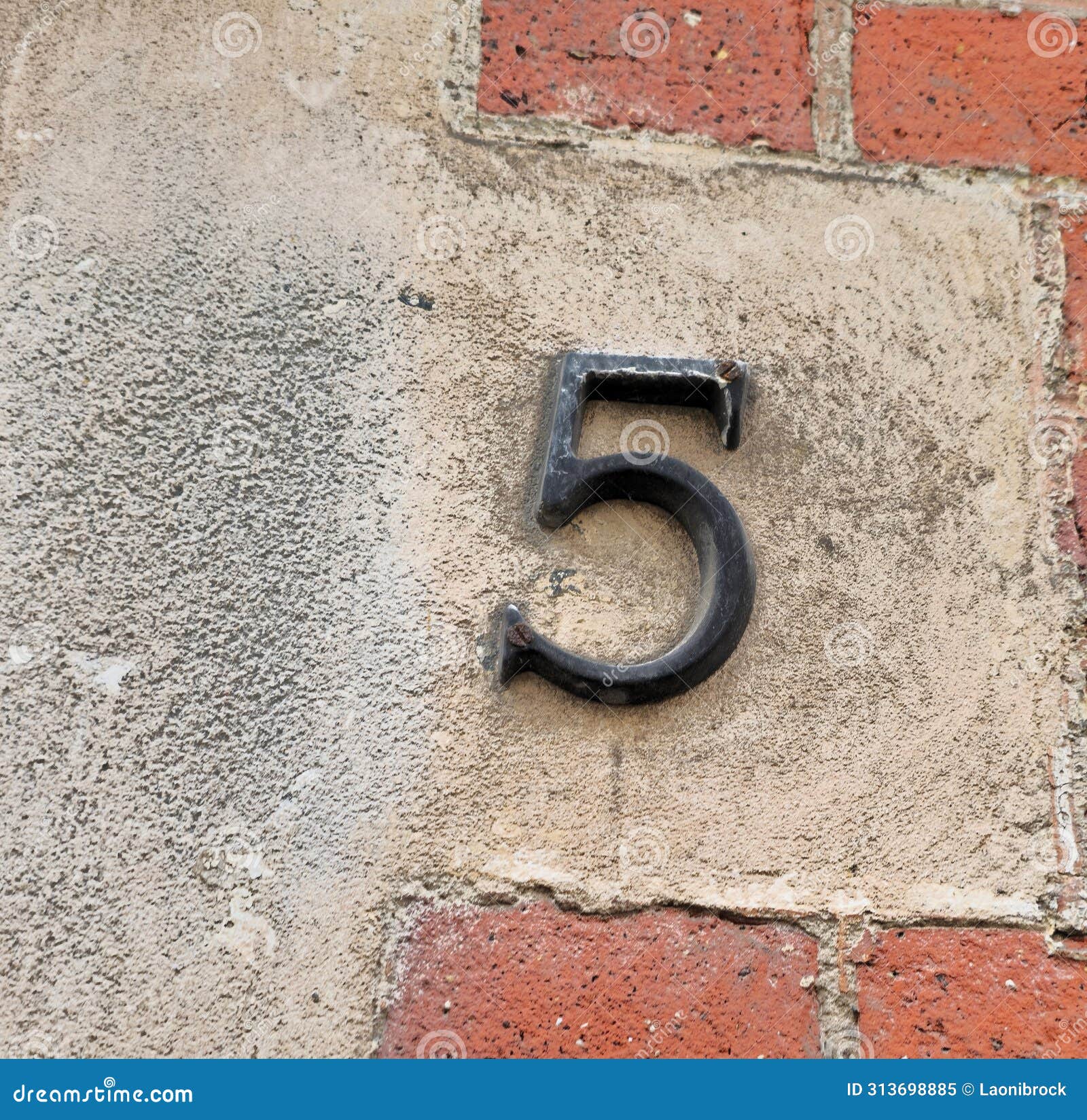 Number 5 (five) Made of Metal, Held on by Old Rusty Bolts. Stock Image ...