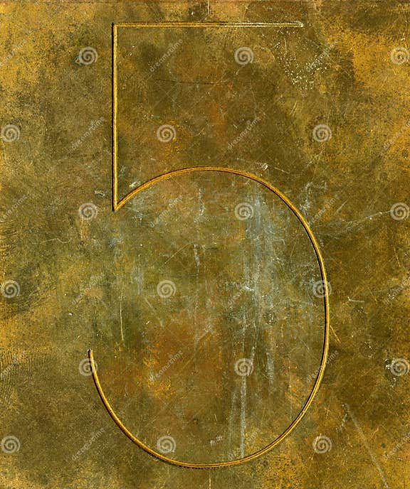 Number 5 on metal plate stock image. Image of background - 209914605
