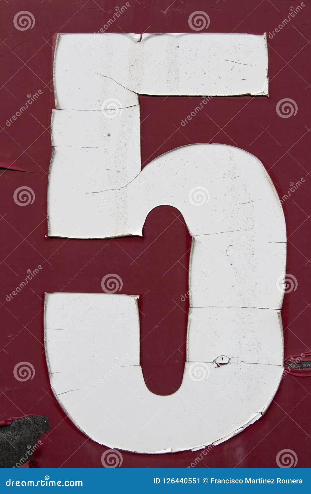 Number Five Painted on Grungy Surface Stock Image - Image of figure ...