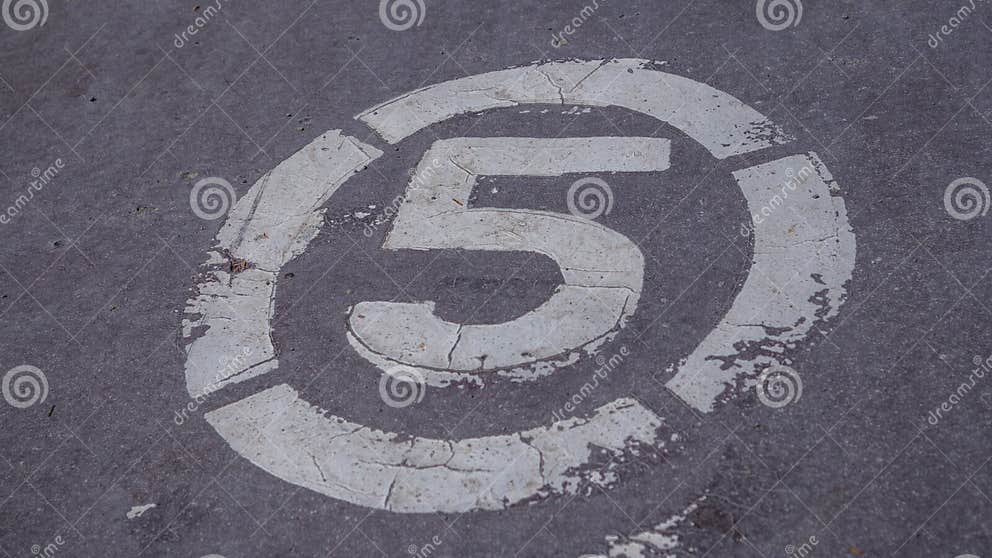 Number Five Painted on the Pavement Stock Photo - Image of concept ...