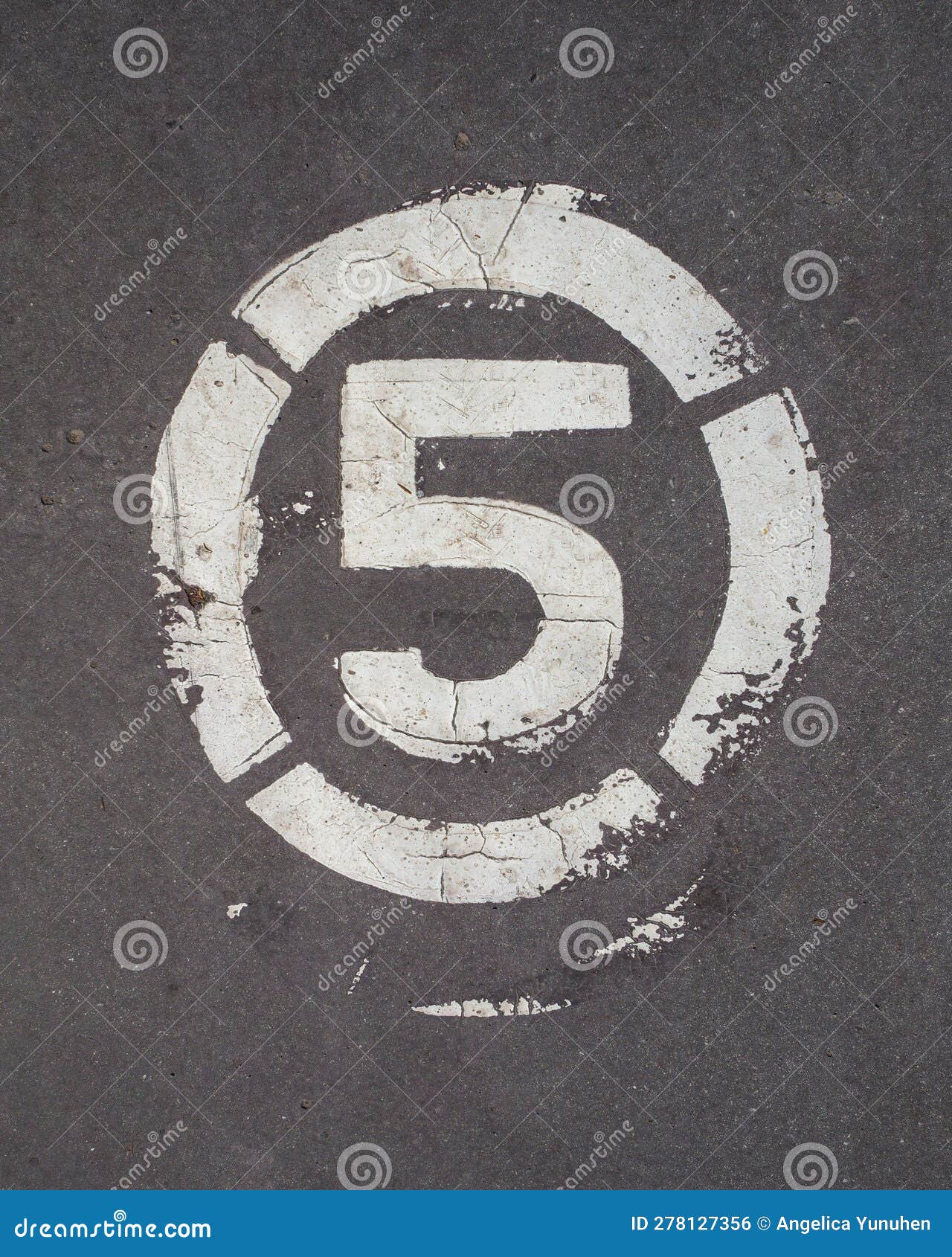 Number Five Painted on the Pavement Stock Photo - Image of rough ...