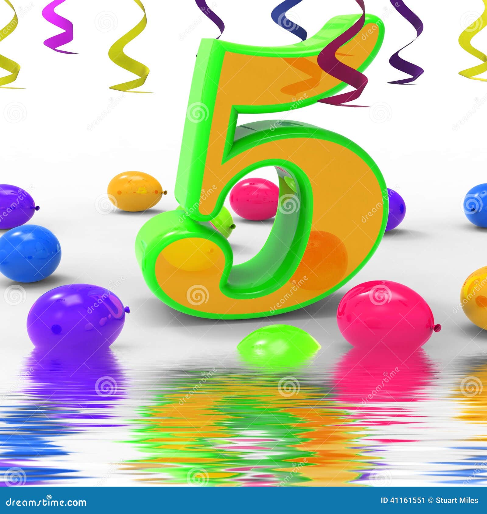 Number Five Party Displays Multi Coloured Decorations and Confetti ...