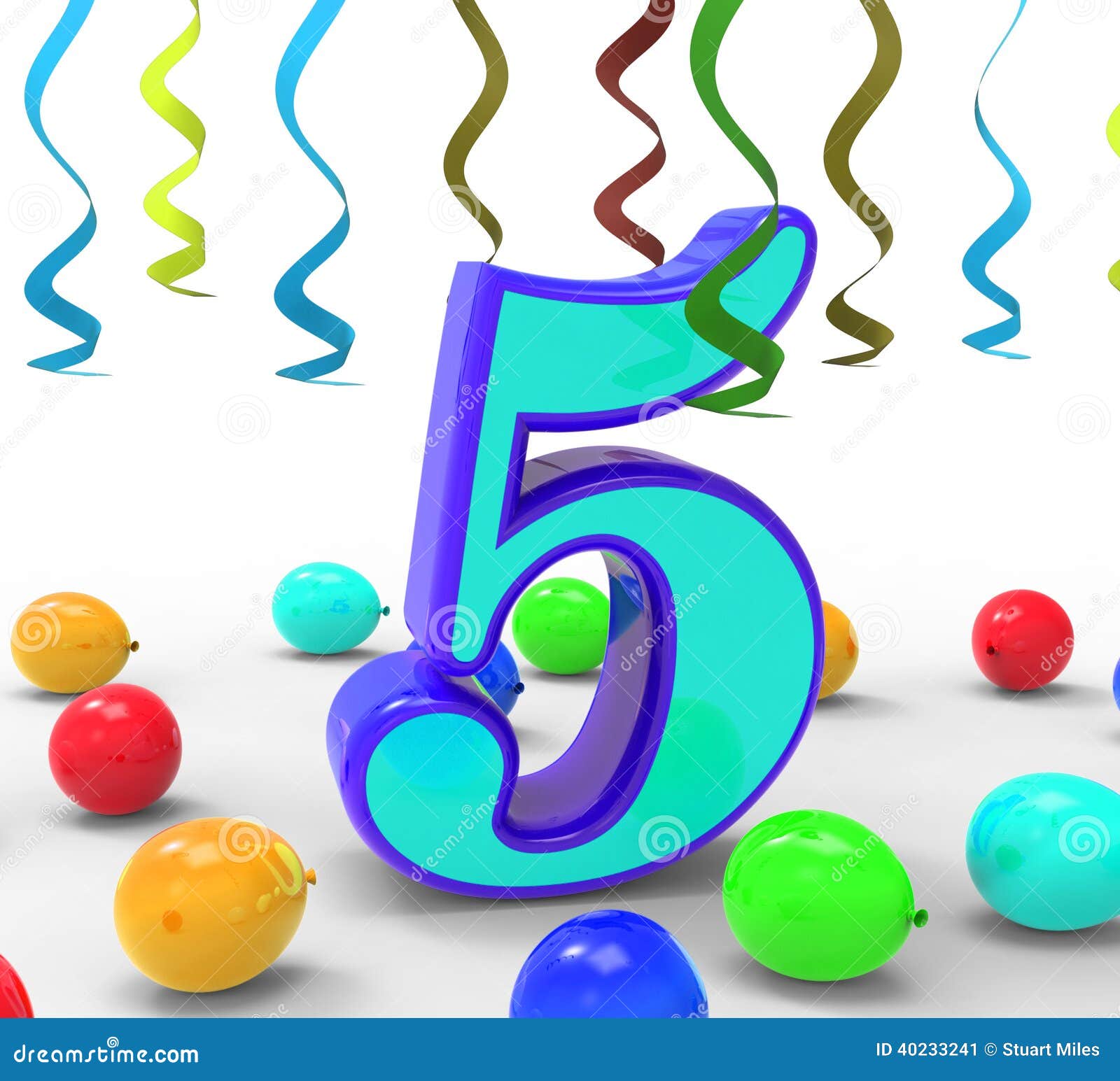 Number Five Party Means Creativity or Colourful Stock Illustration ...