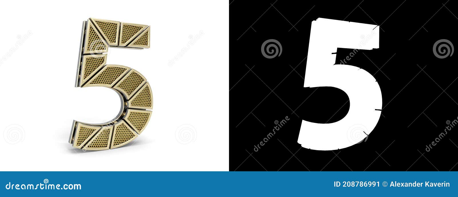 Number Five (number 5) with Perforated Gold Segments Stock Illustration ...
