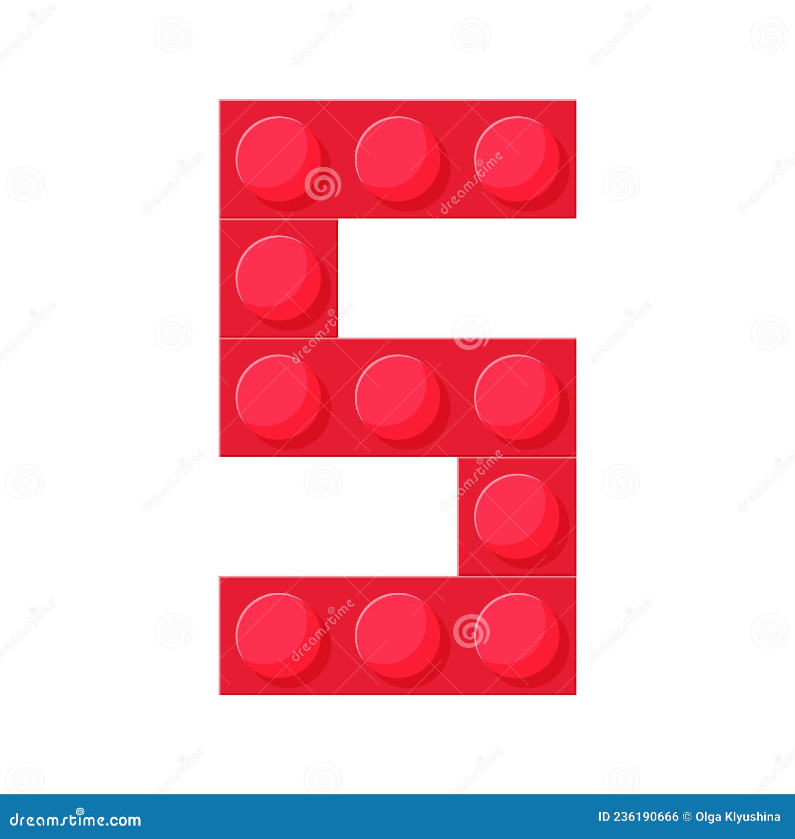 Number Five Plastic Blocks. Flat Style Stock Vector - Illustration of ...