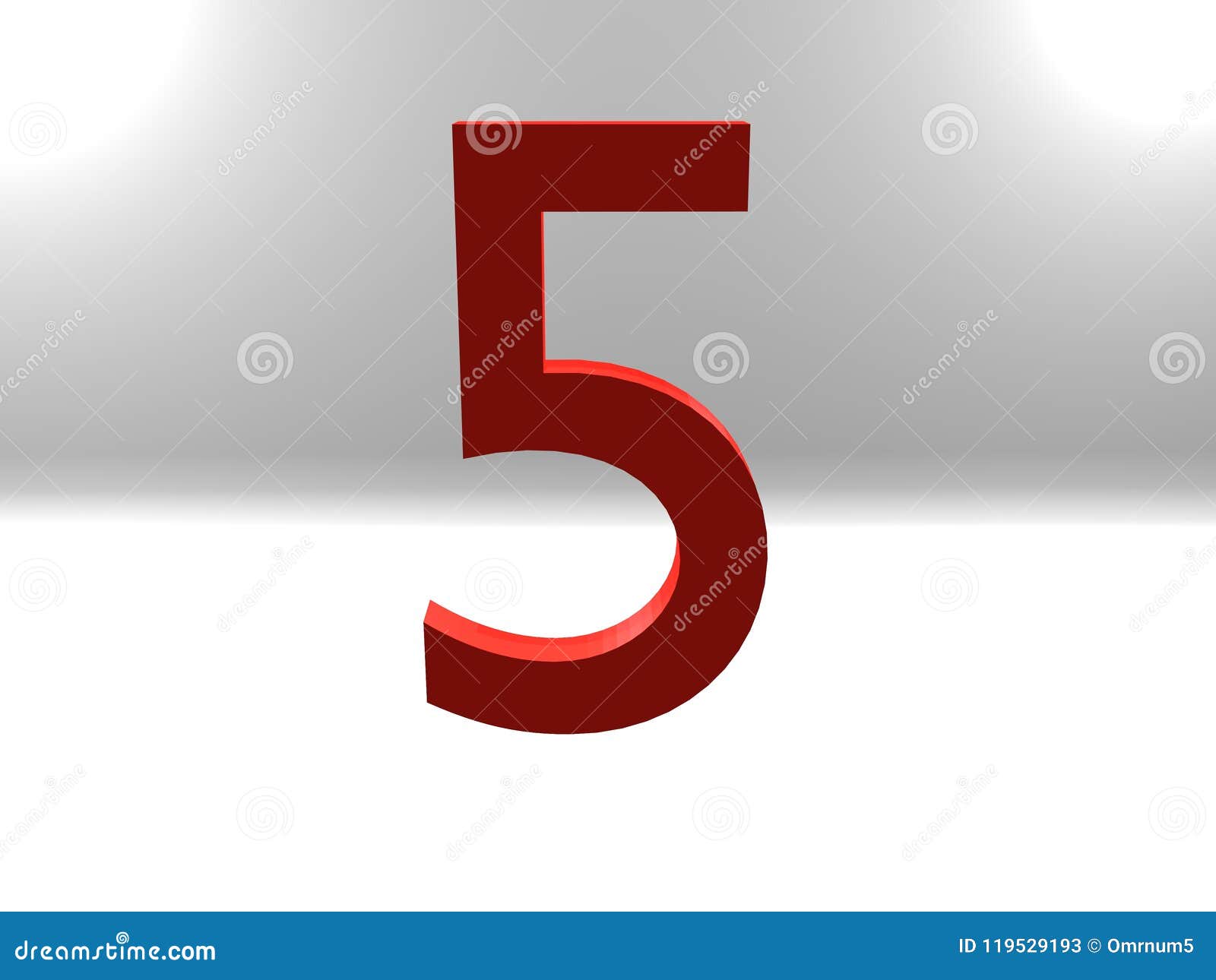 Number five in red color stock illustration. Illustration of front ...