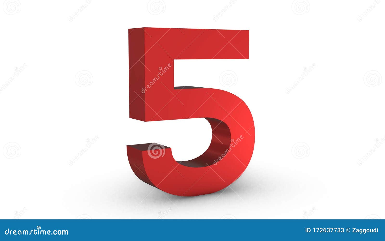 Number 5 Five Red Sign 3D Rendering Isolated on White Background Stock ...