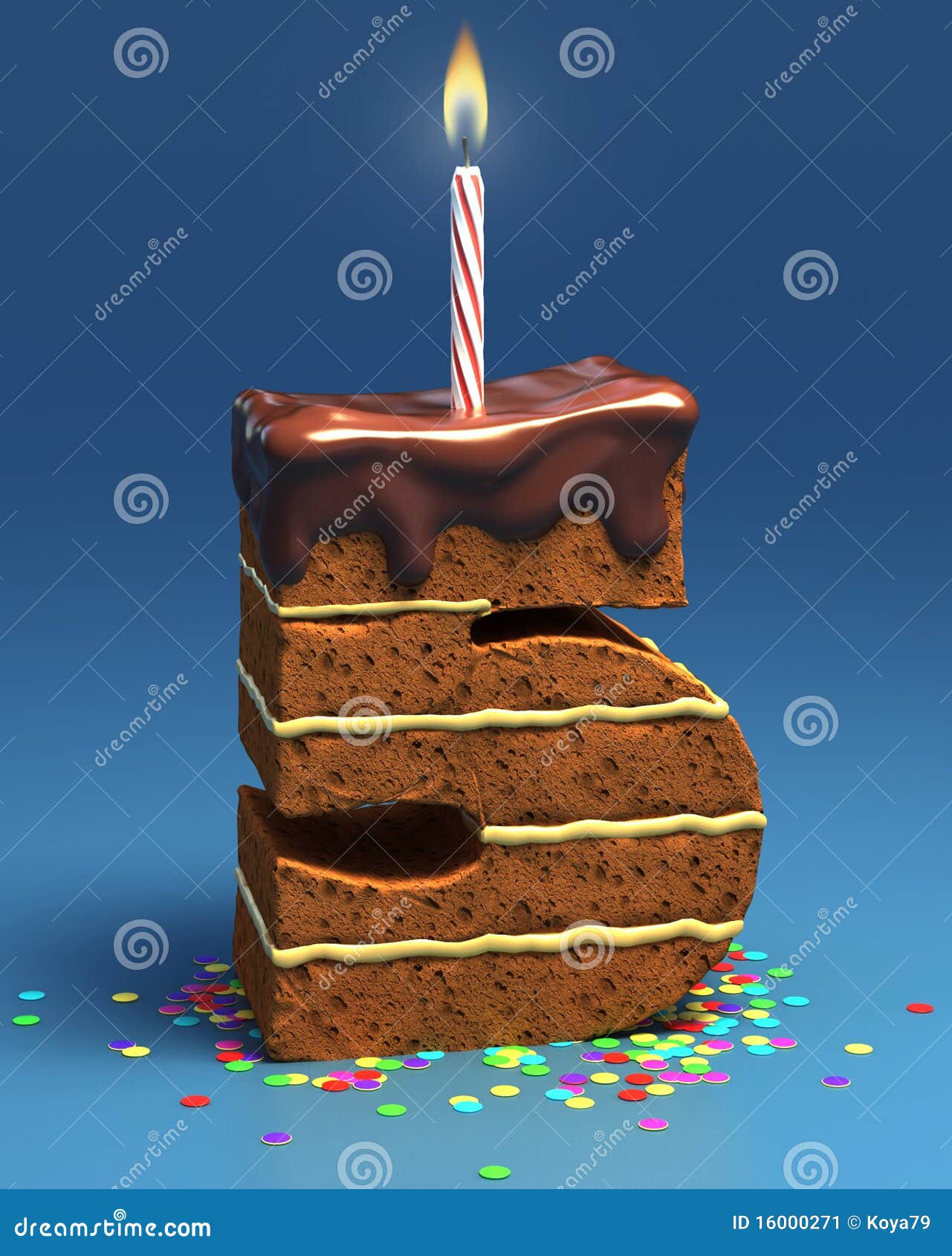 Number Five Shaped Birthday Cake Stock Illustration - Illustration of ...