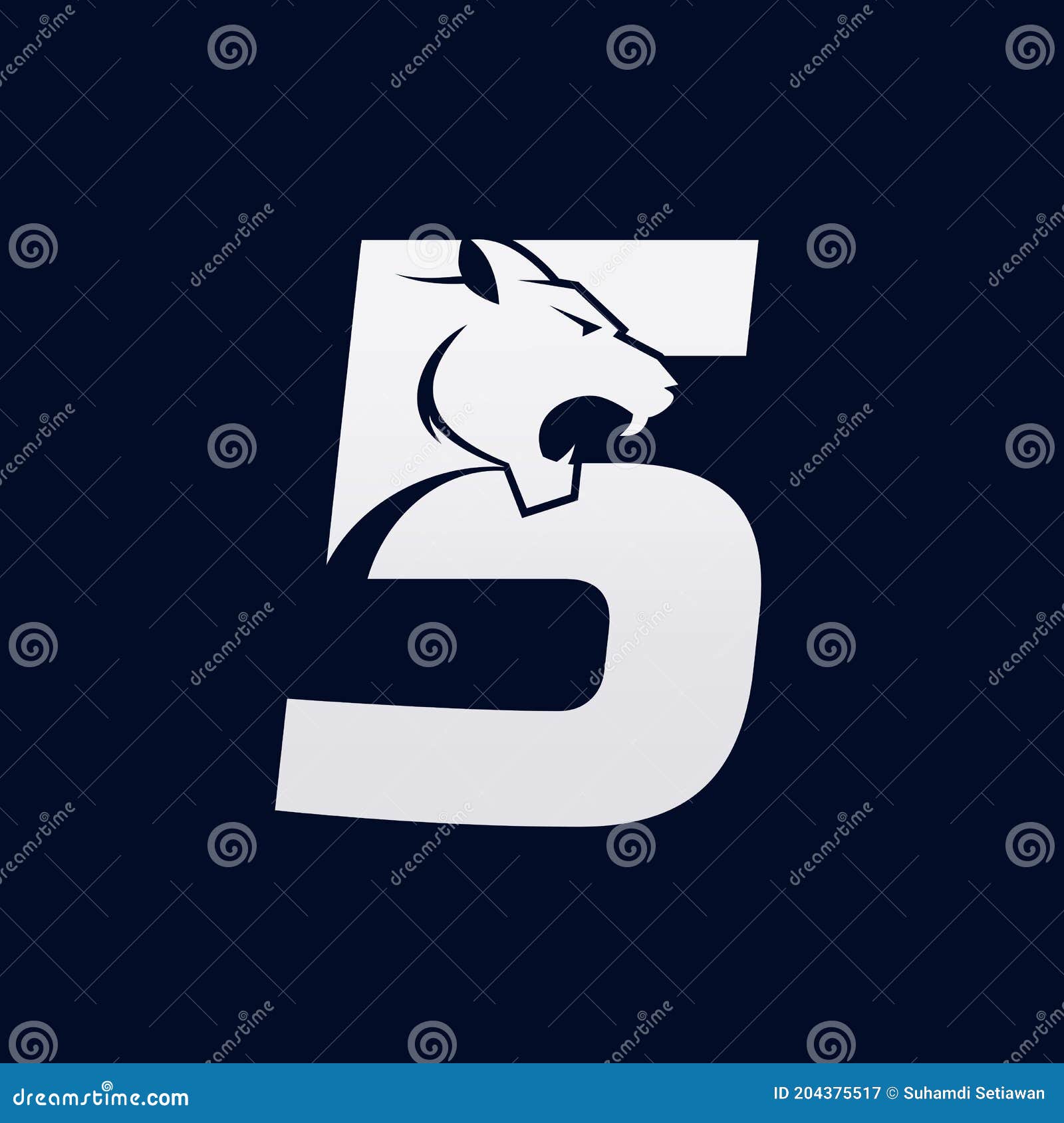 Number Five Tiger, Numeral Predator Logo Design Vector Stock Vector ...