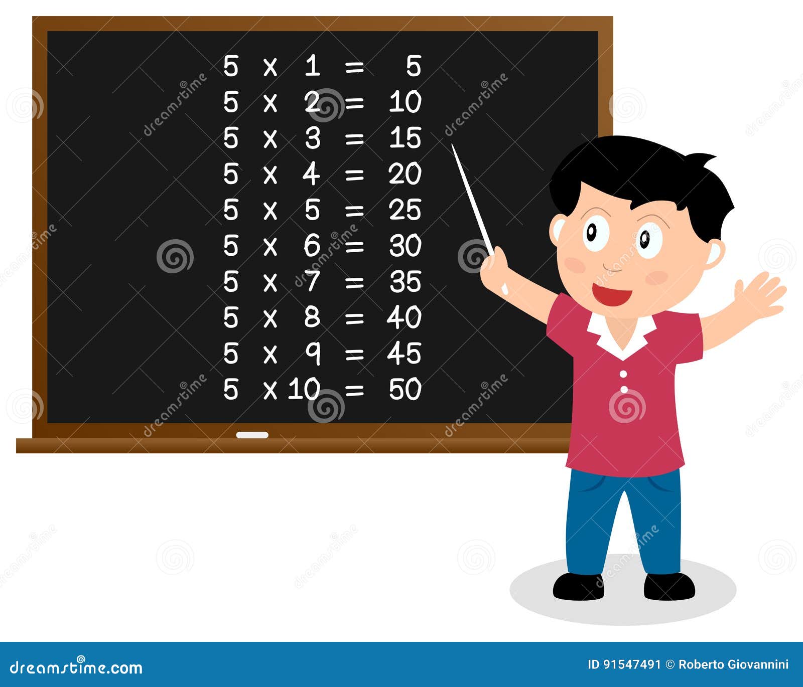 8 Times Table. Owl Teacher Math Lesson Cartoon Illustration ...