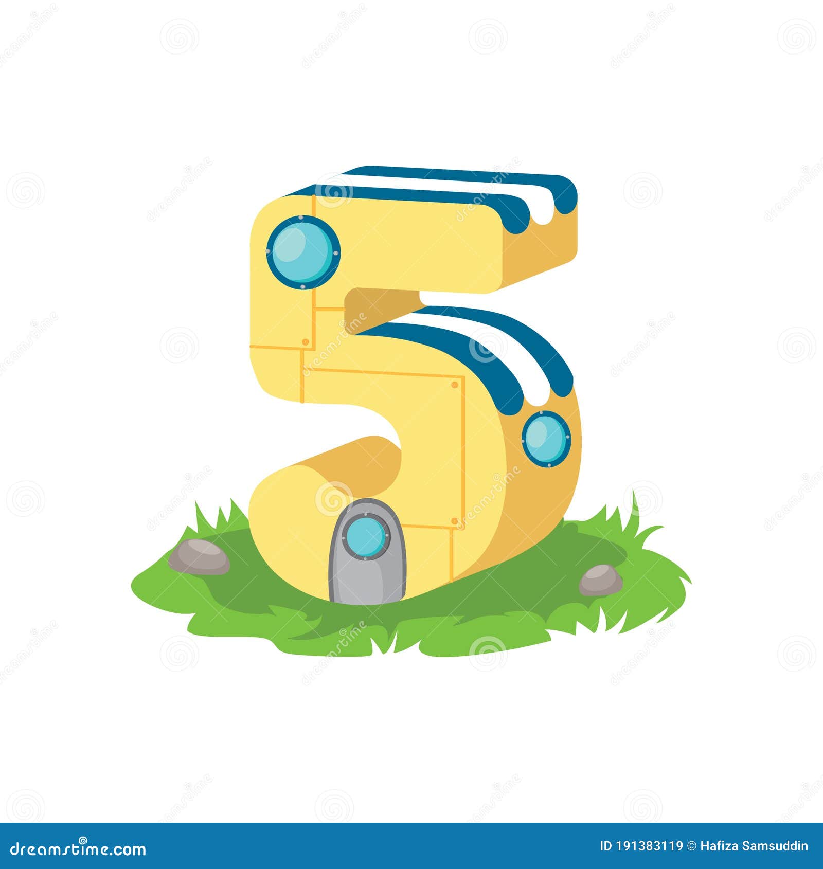 Number Five. Vector Illustration Decorative Design Stock Vector ...