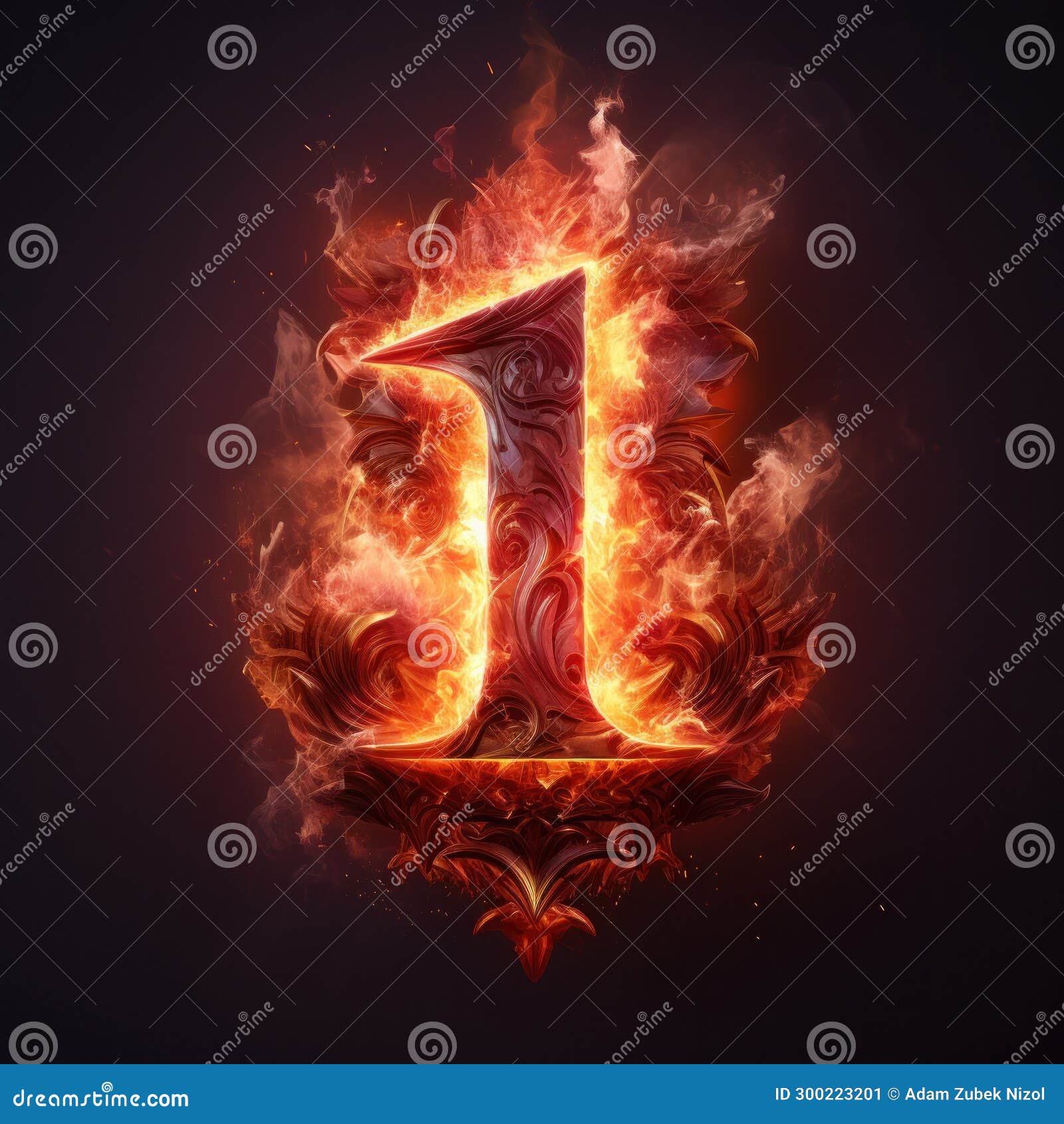 A Number in Flames with Flames Around it Stock Illustration ...