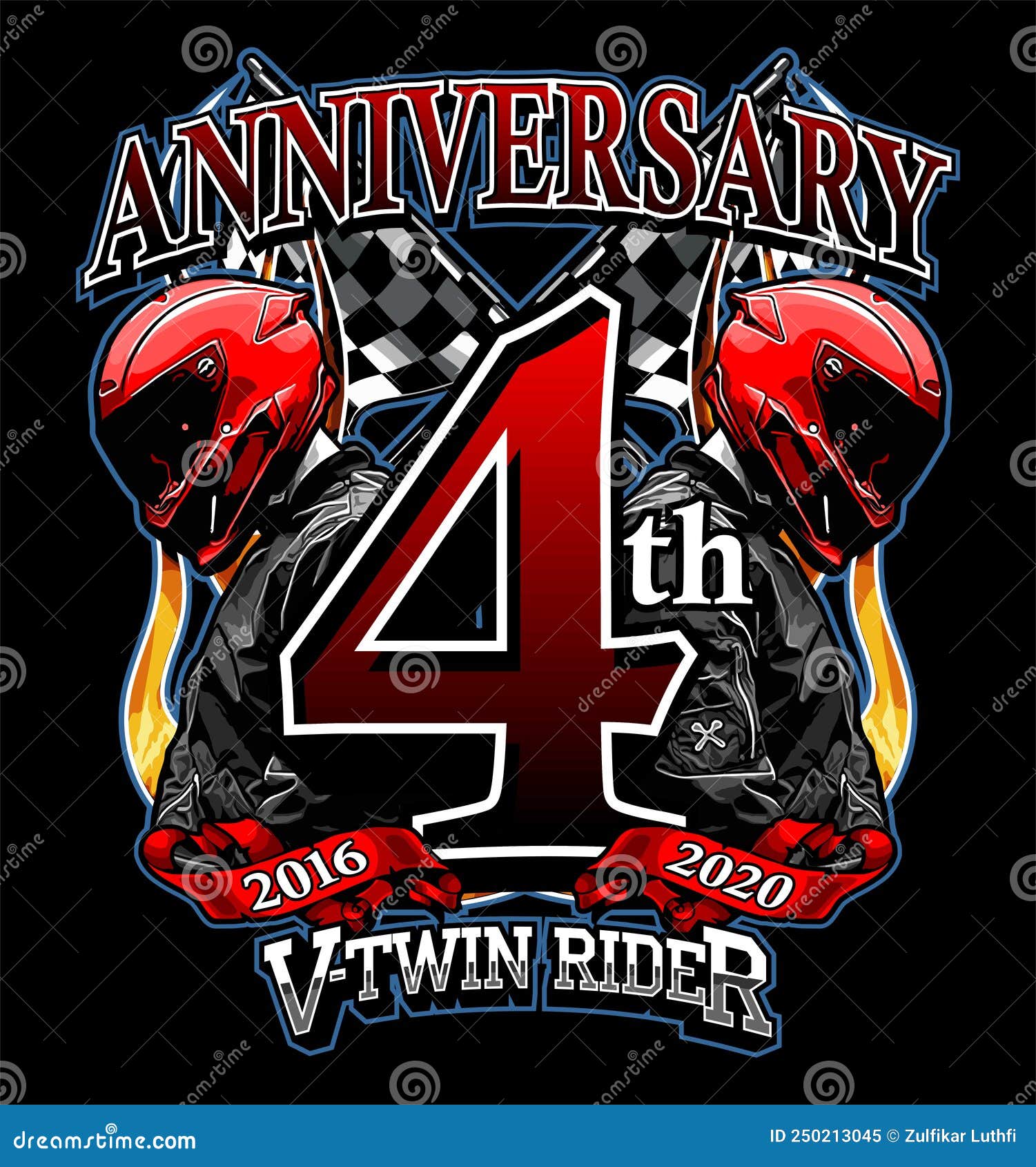 Number 4 Flanked by Biker and Checkered Flag Stock Vector ...