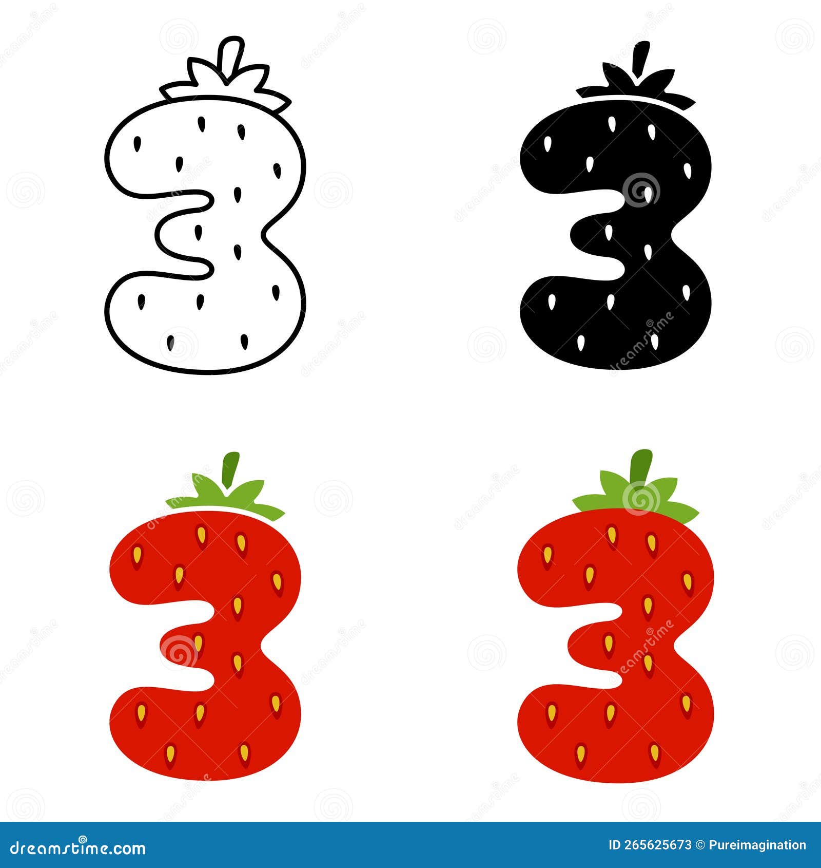 Number 3 in Flat Style Isolated Stock Vector - Illustration of alphabet ...