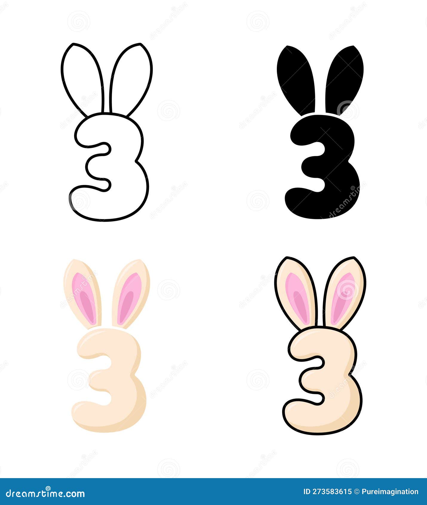 Number 3 in Flat Style Isolated Stock Vector - Illustration of children ...