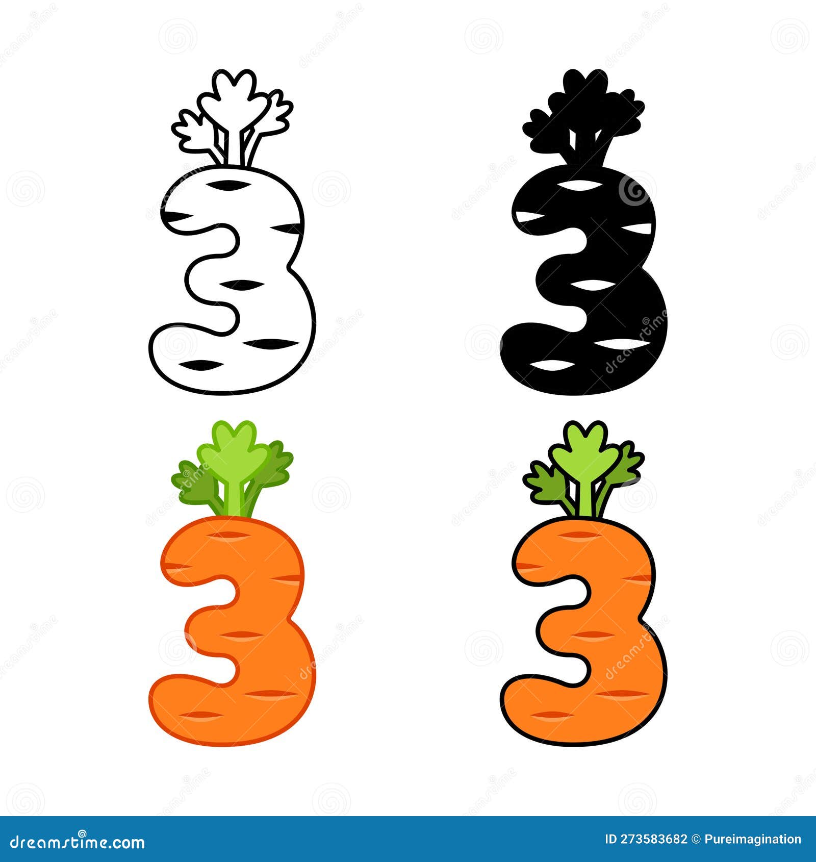 Number 3 in Flat Style Isolated Stock Vector - Illustration of number ...