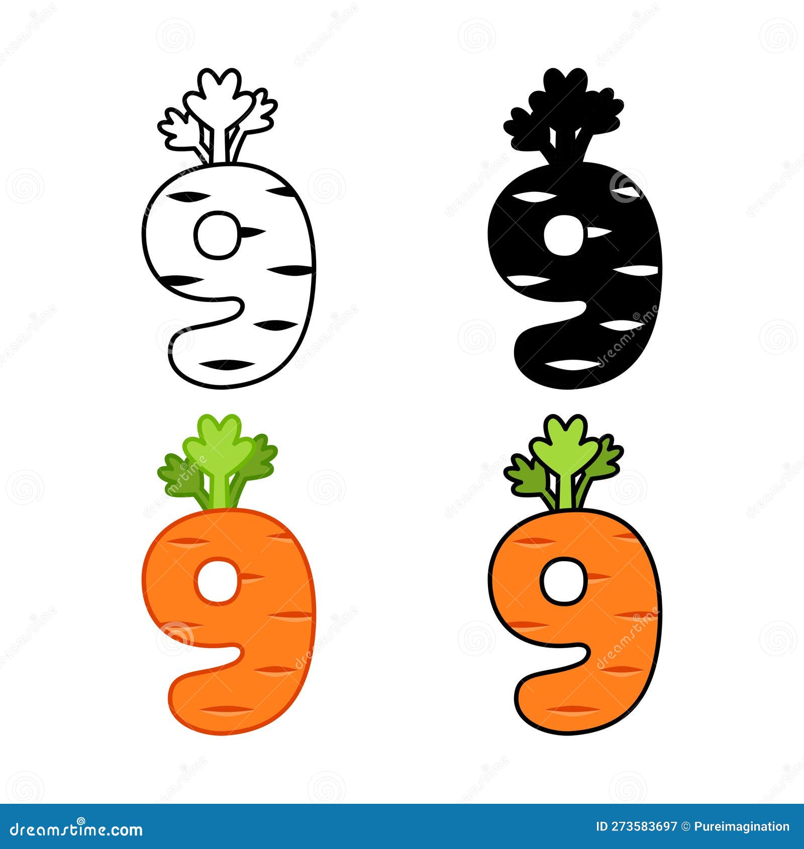 Number 9 in Flat Style Isolated Stock Vector - Illustration of book ...