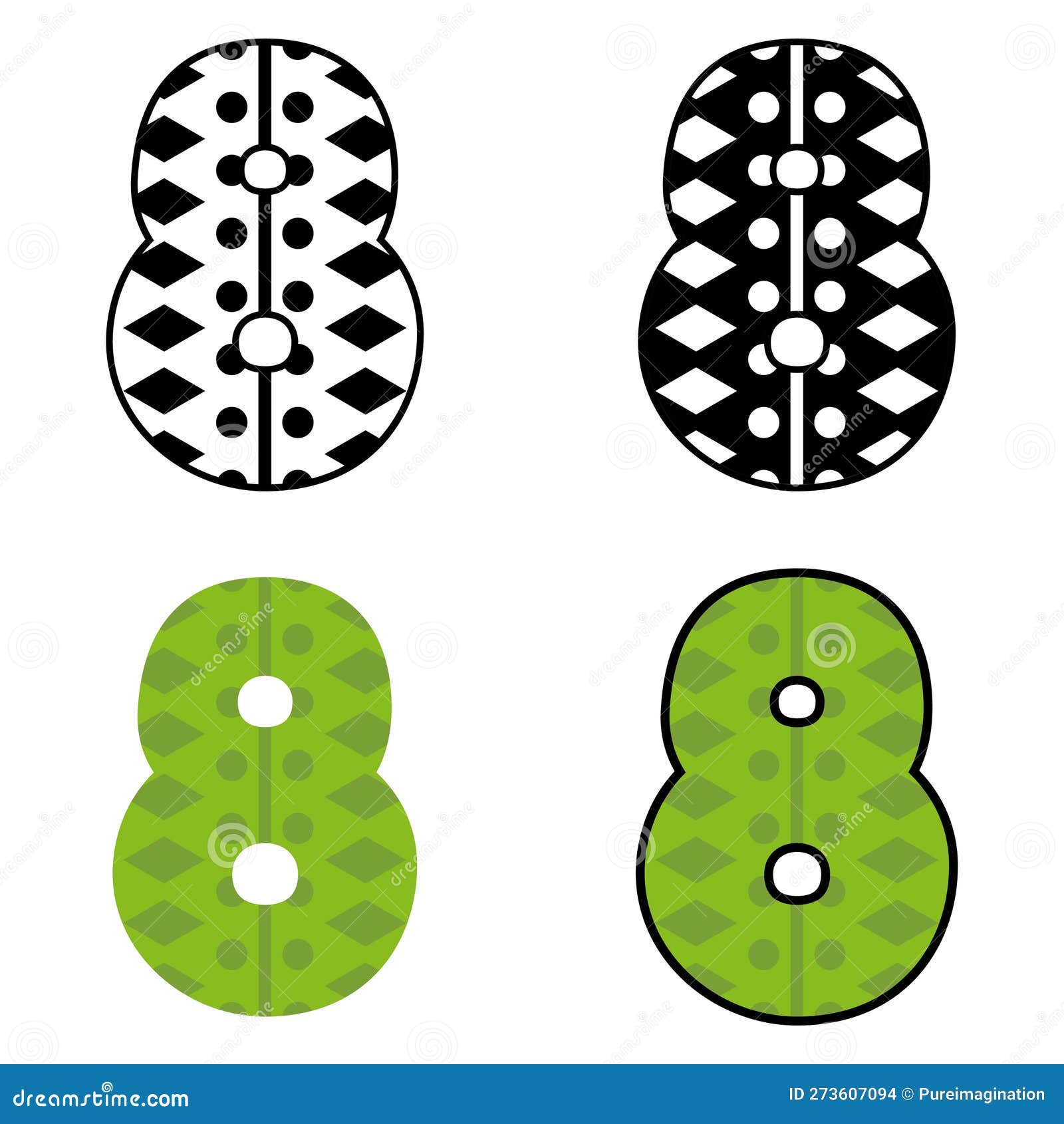 Number 8 in Flat Style Isolated Stock Vector - Illustration of language ...