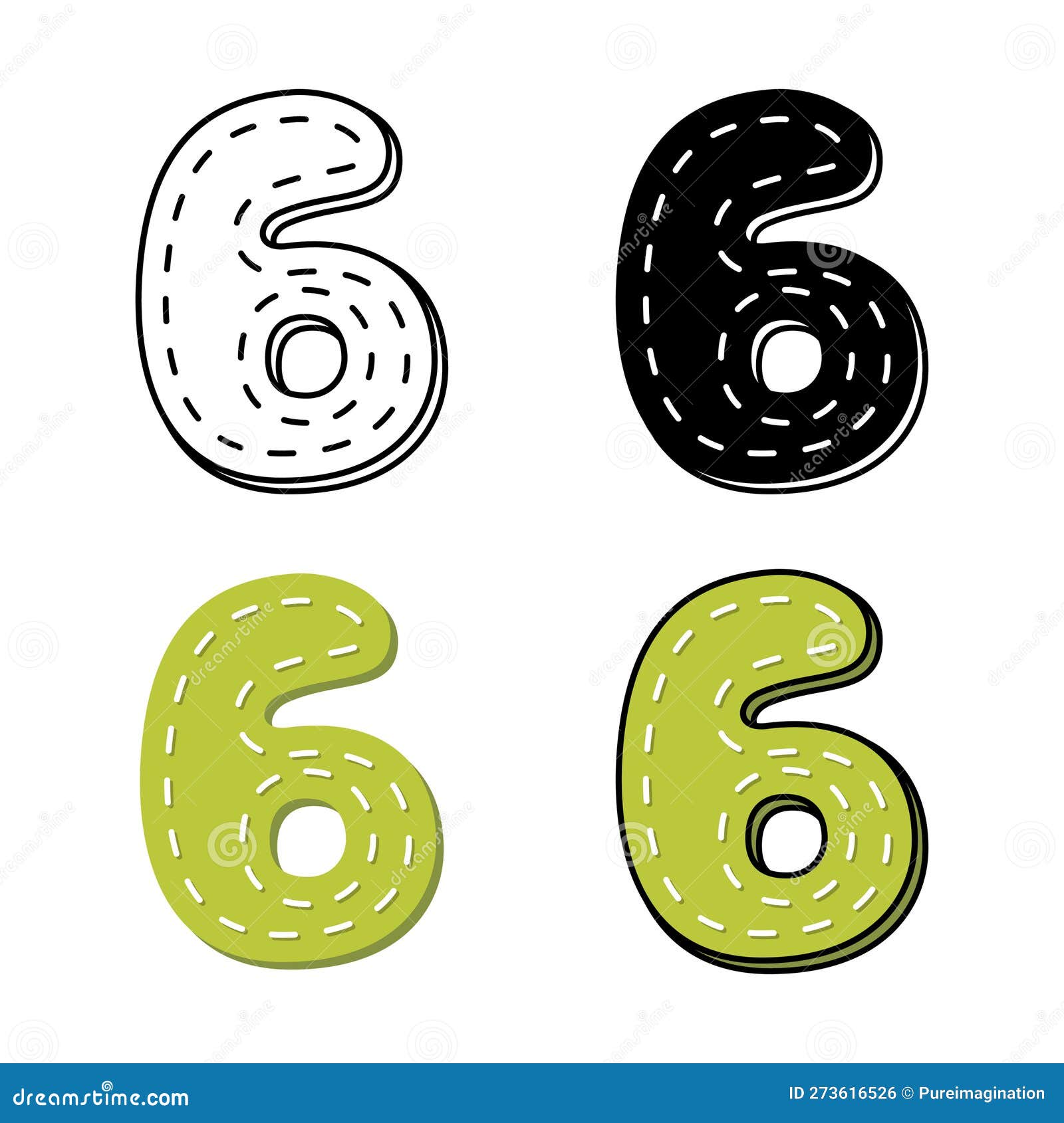 Number 6 in Flat Style Isolated Stock Vector - Illustration of funny ...