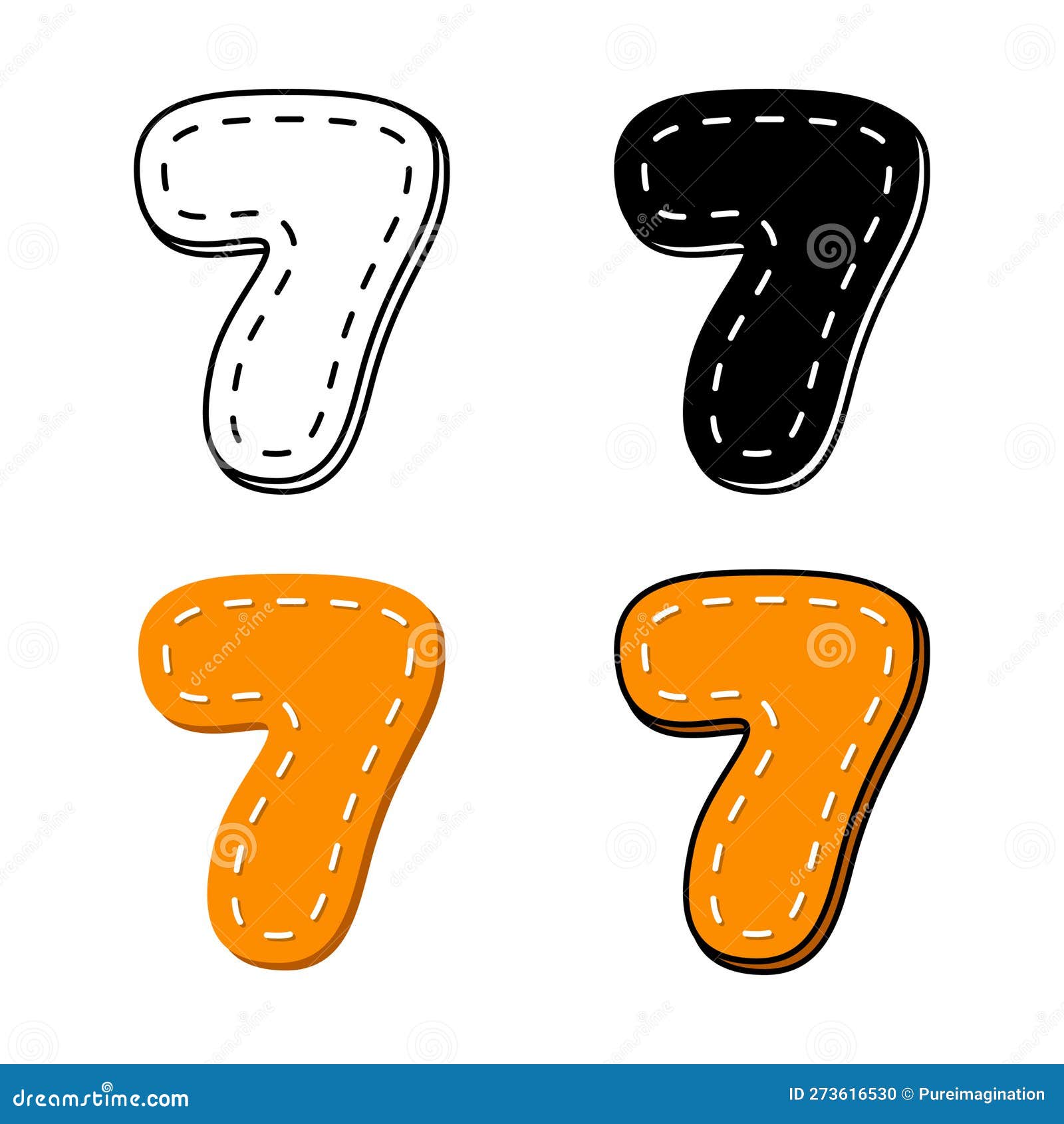 Number 7 in Flat Style Isolated Stock Vector - Illustration of black ...