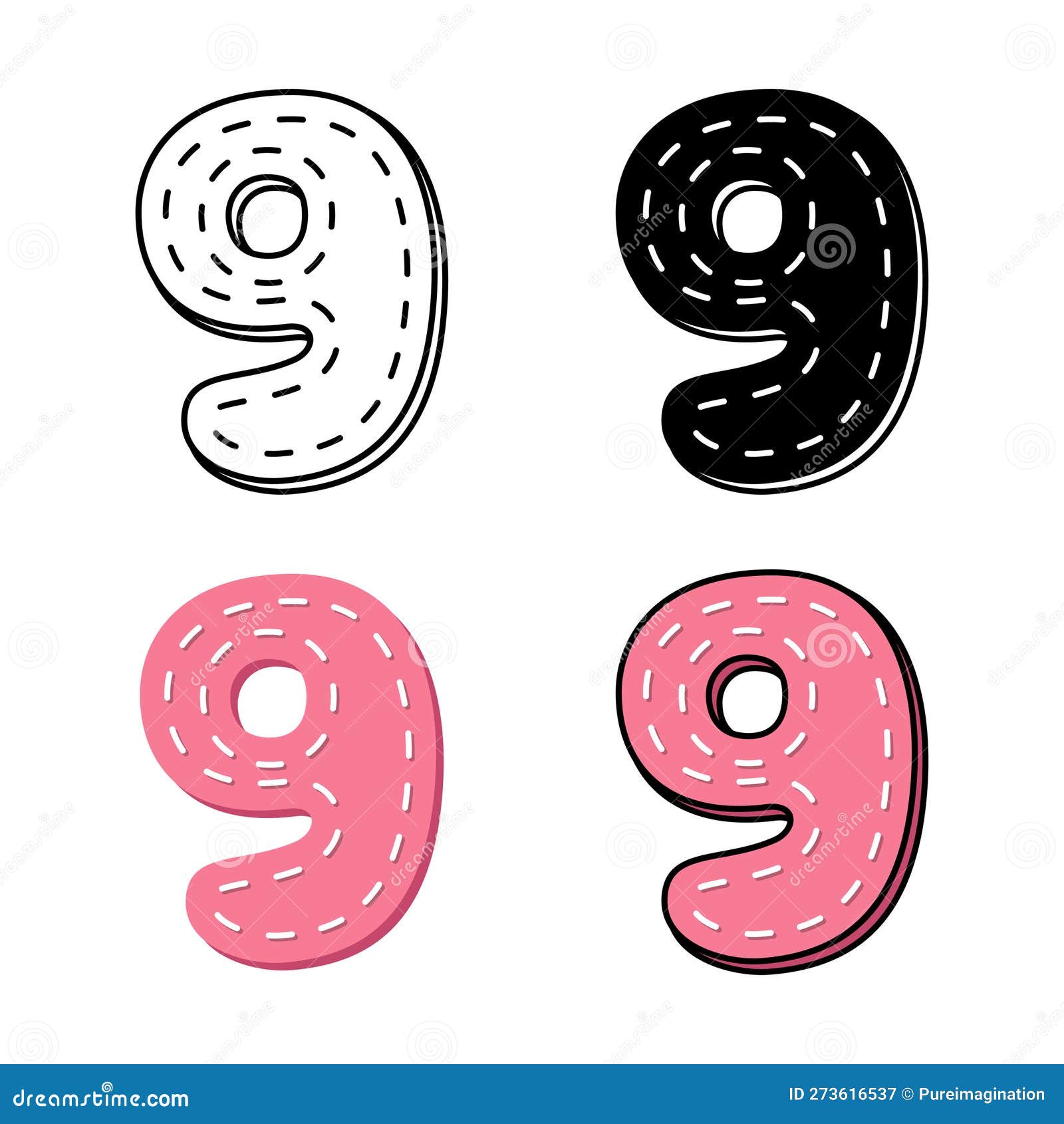 Number 9 in Flat Style Isolated Stock Vector - Illustration of fabric ...