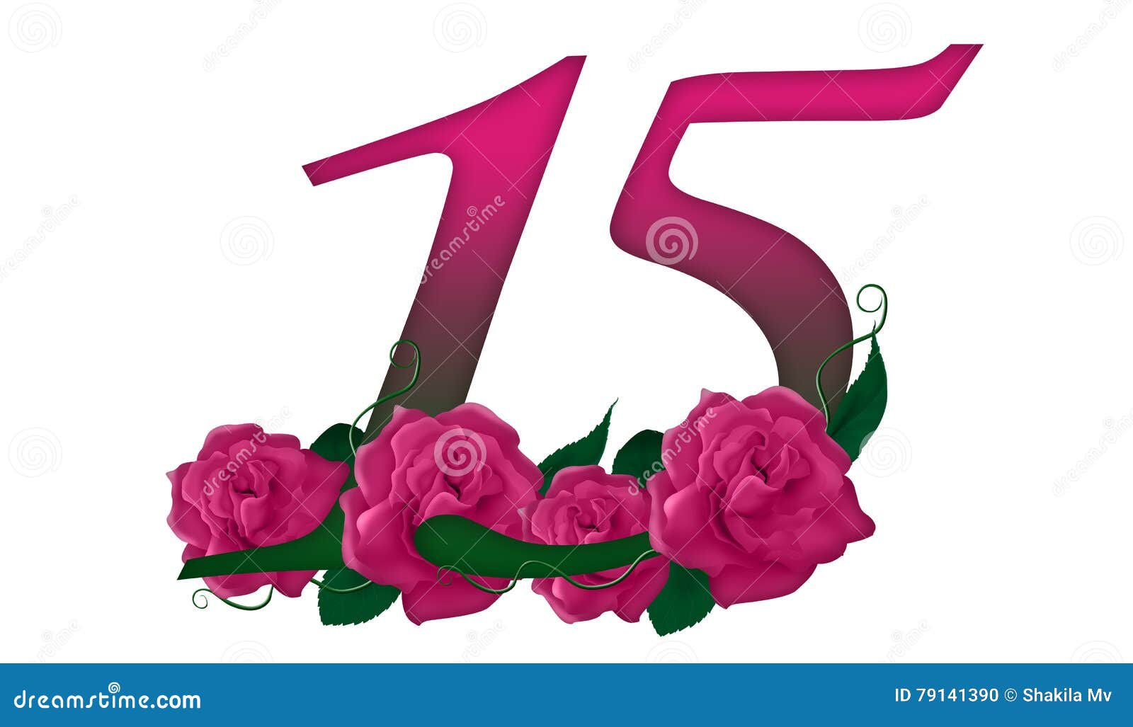 Number 15 floral stock illustration. Illustration of confetti - 79141390