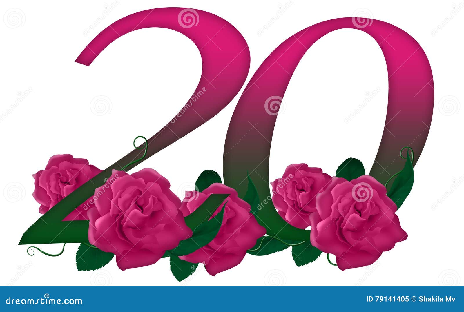 Number 20 floral stock illustration. Illustration of daughter - 79141405