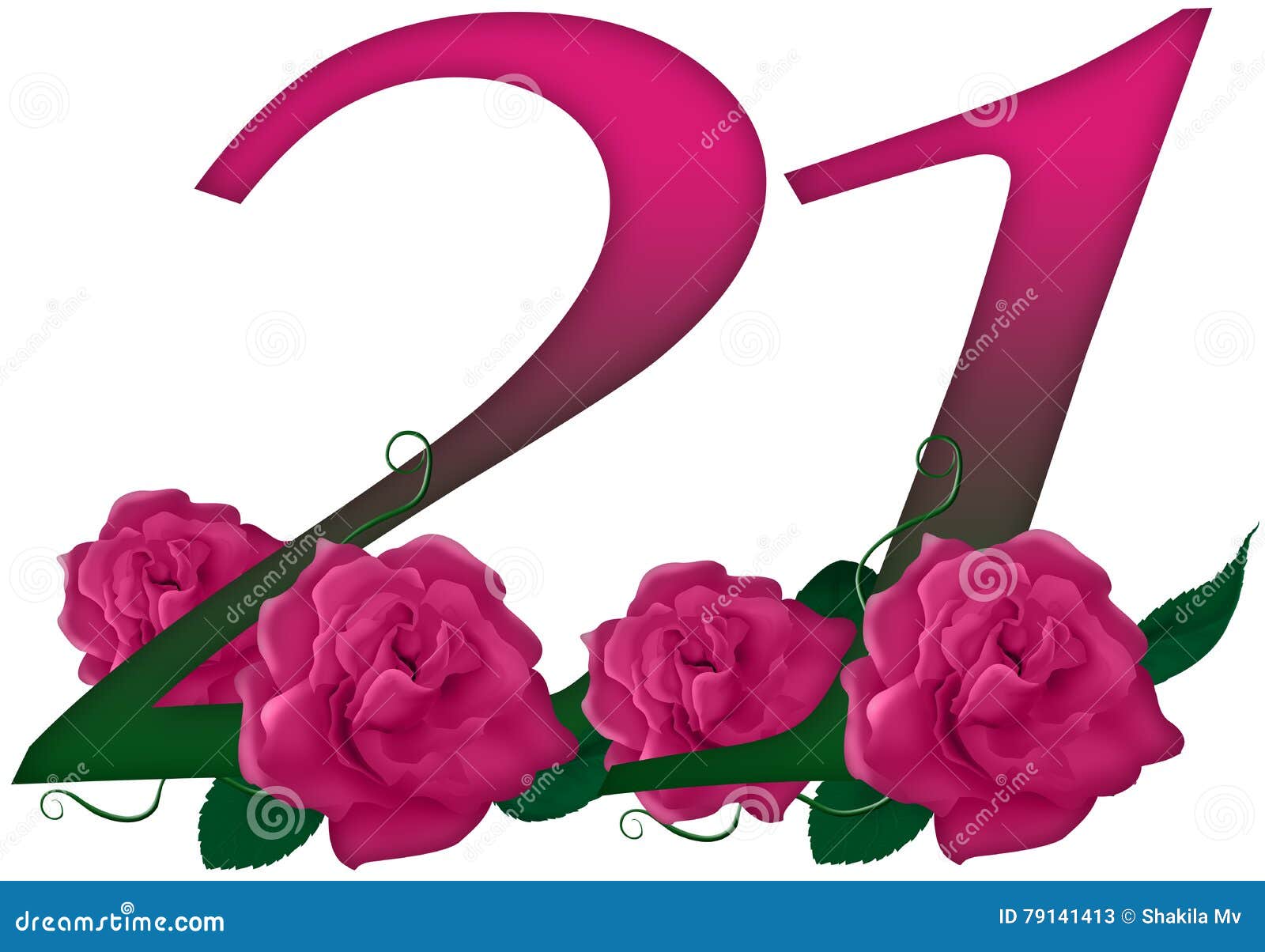Number 21 floral stock illustration. Illustration of color - 79141413