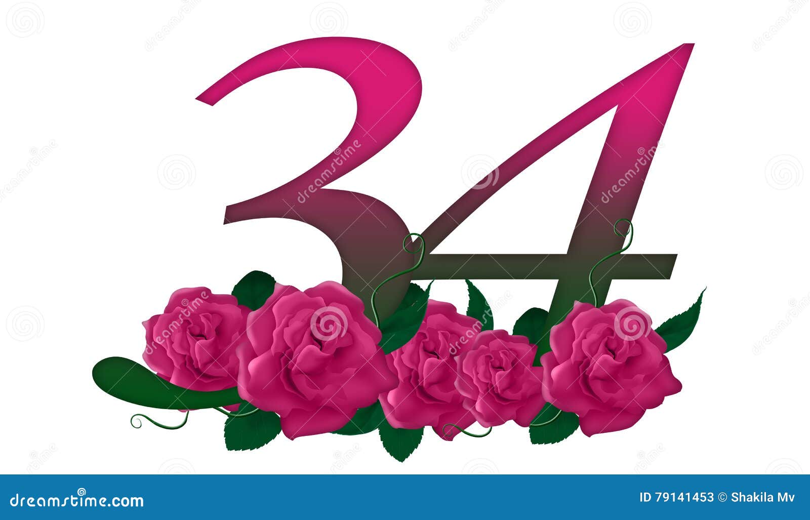 Number 34 floral stock illustration. Illustration of daughter - 79141453