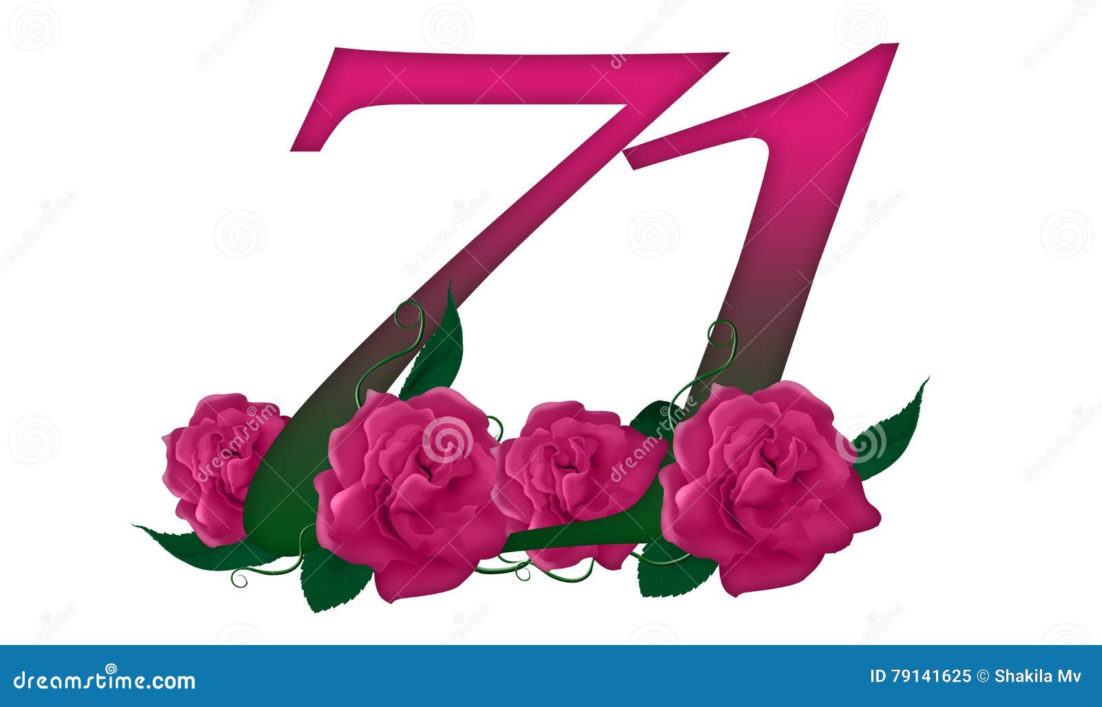 Number 71 floral stock illustration. Illustration of format - 79141625