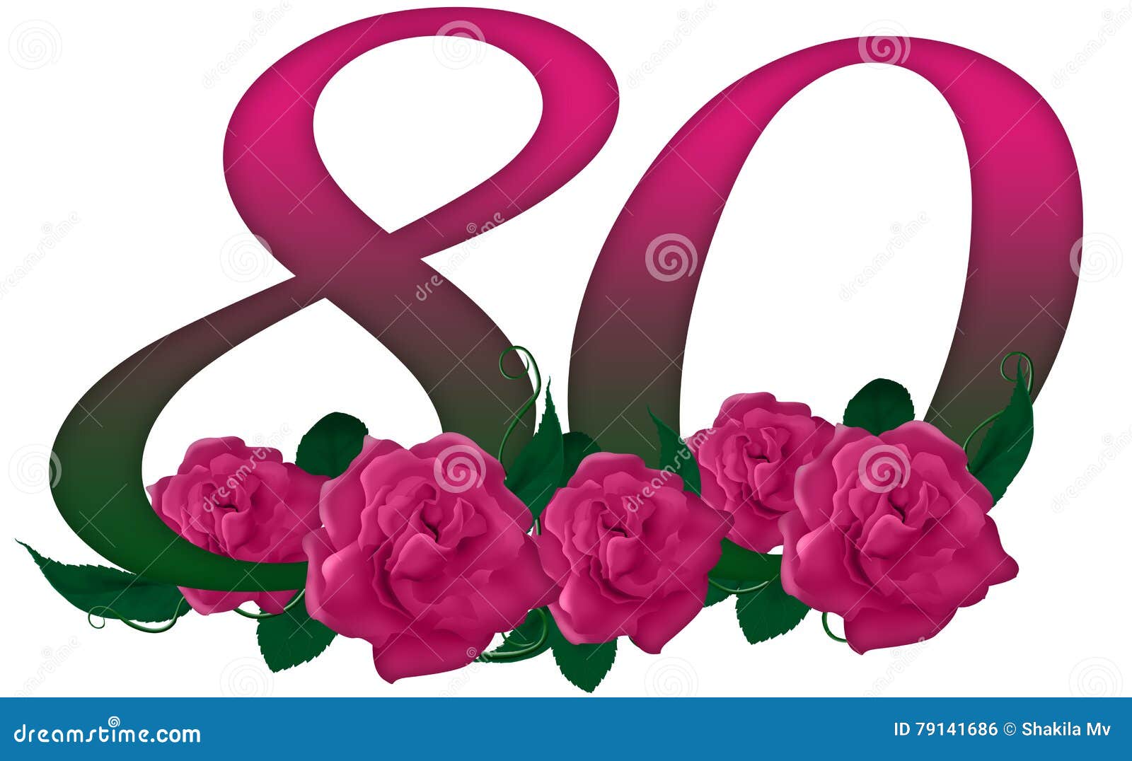 Number 80 floral stock illustration. Illustration of colored - 79141686