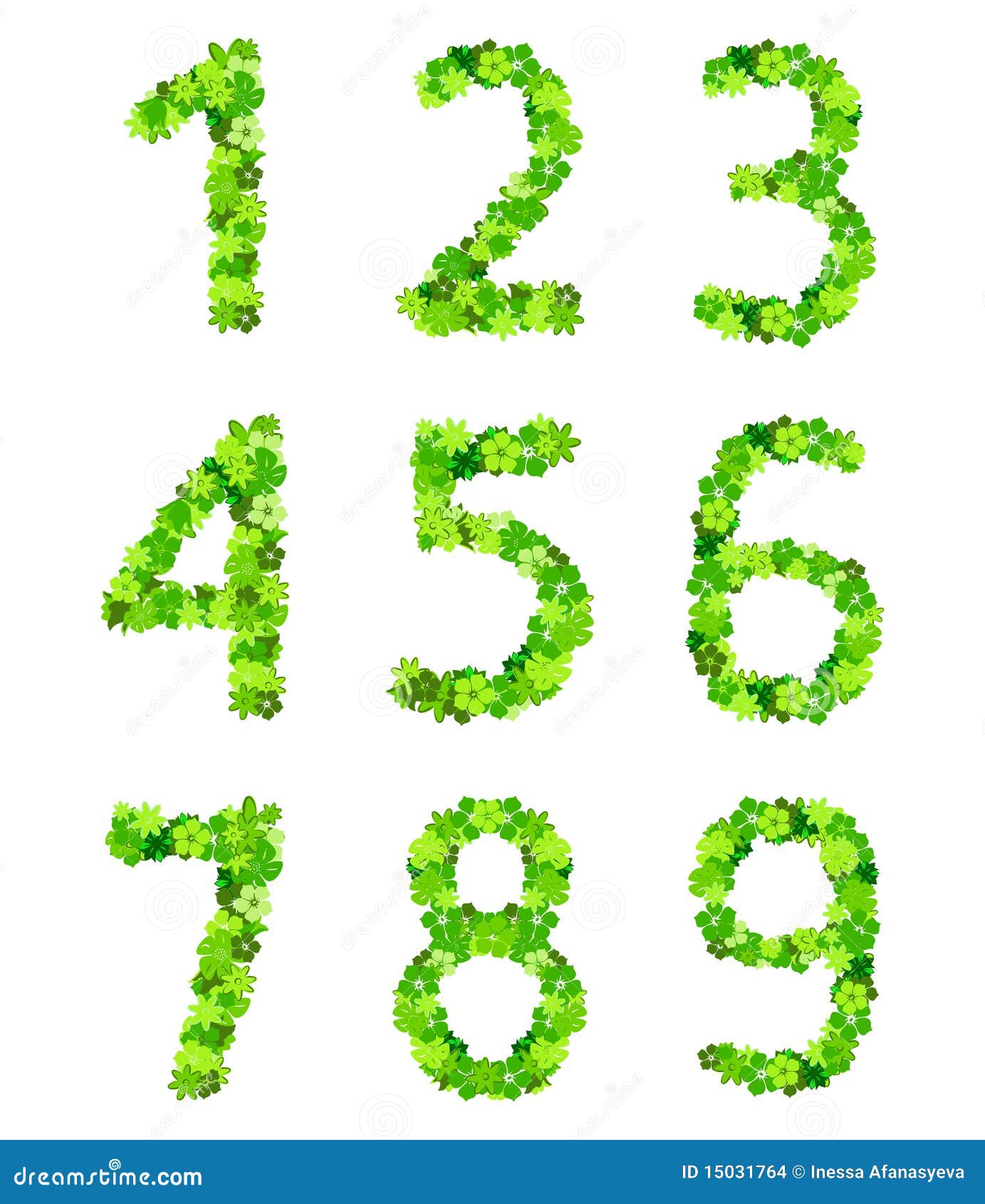 Number from Flowers in Green Colour Stock Vector - Illustration of ...