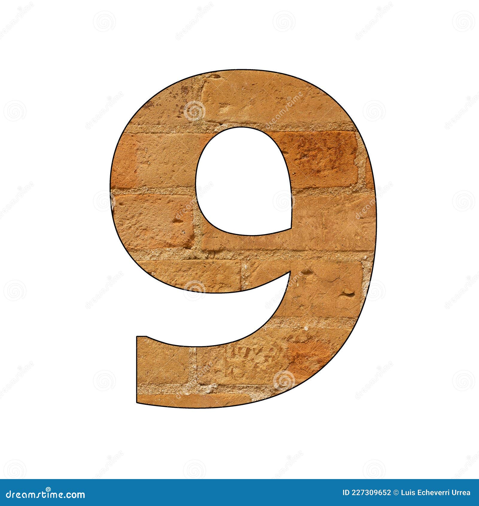 Number Nine 9 - Brick Wall Texture Background Stock Photo - Image of ...