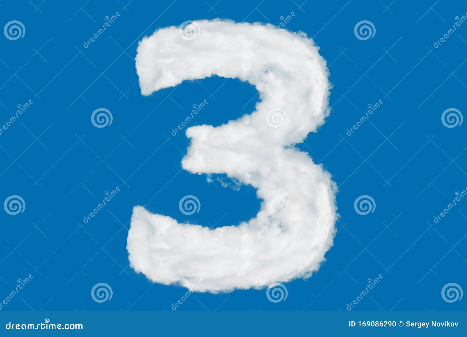 Number 3 Font Shape Element Made of Clouds on Blue Stock Photo - Image ...