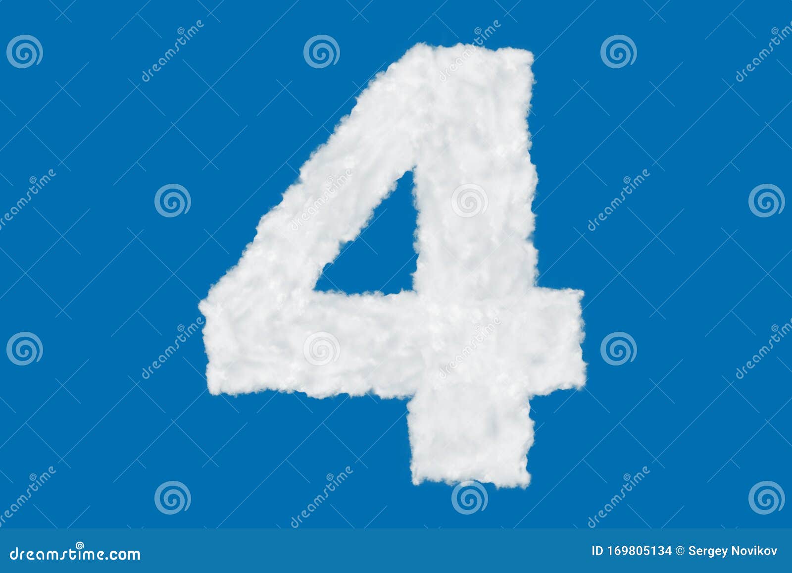 Number 4 Font Shape Element Made of Clouds on Blue Stock Photo - Image ...