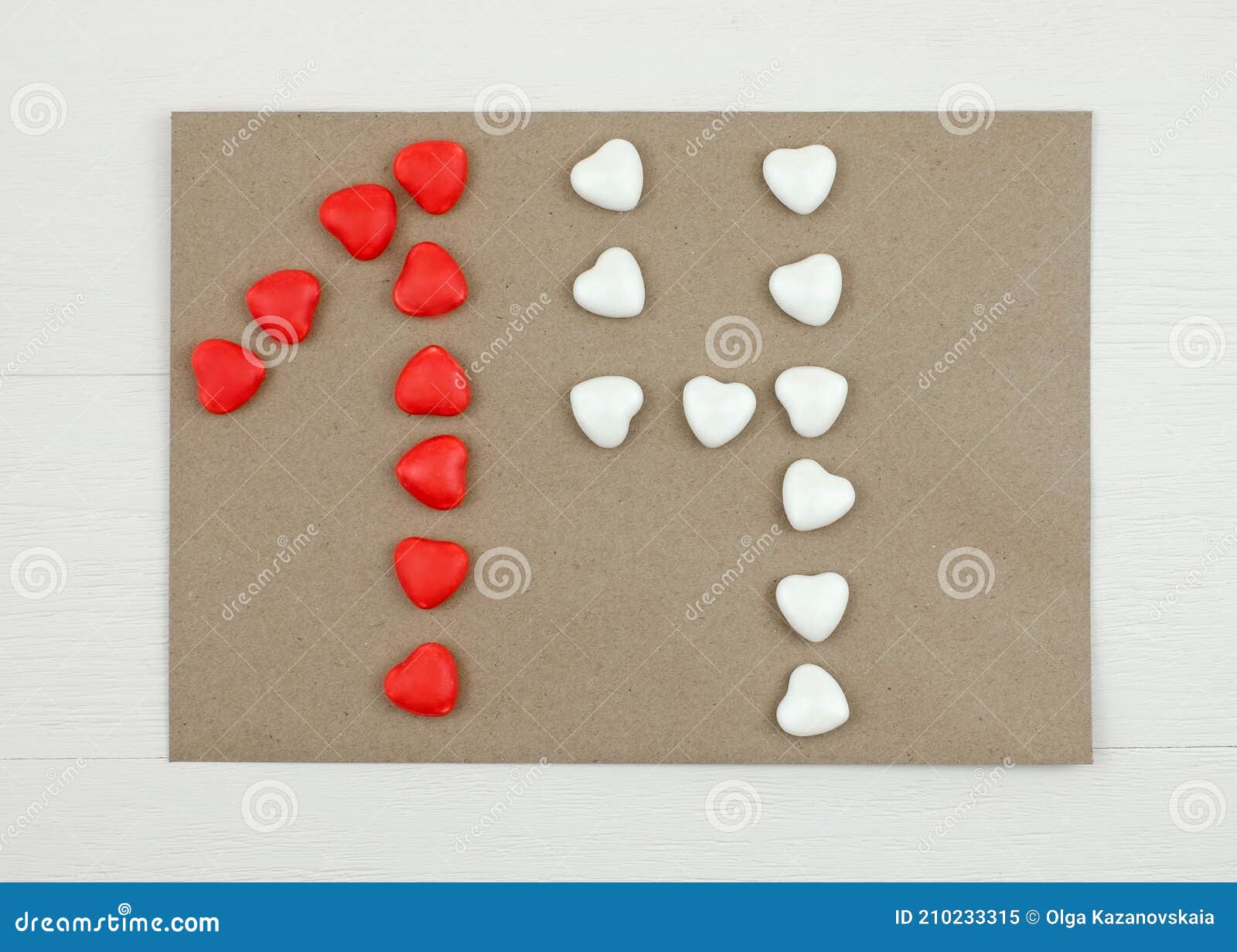 Number 14 Formed with Hearts White and Red Candies on Envelope Stock ...